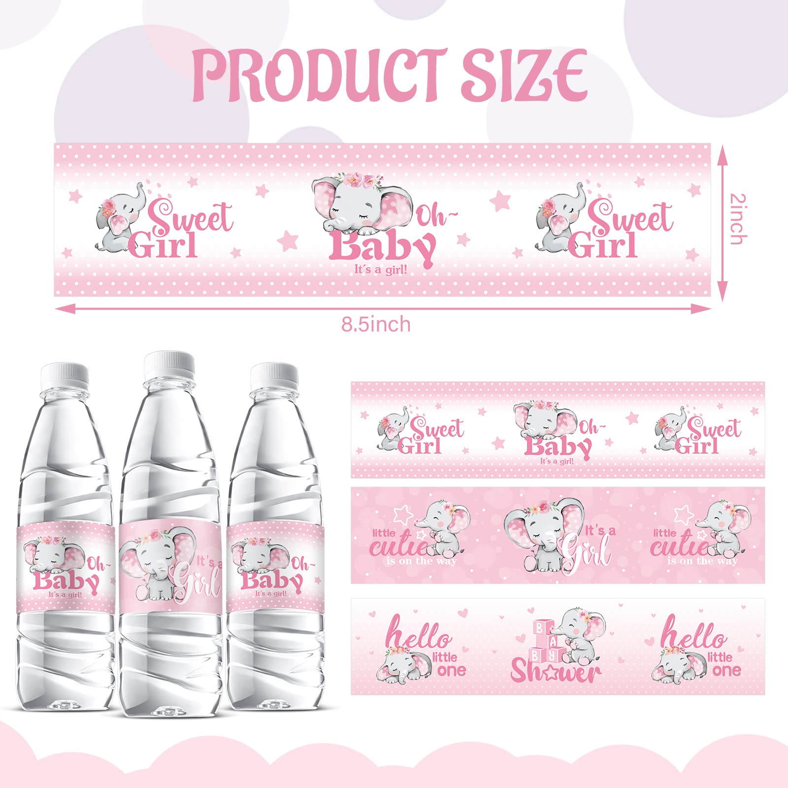Snapklik.com : Gersoniel 39 Pcs Elephant Baby Shower Water Bottle ...