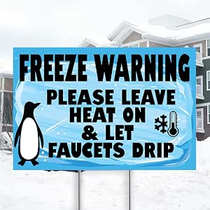 Amazon.com : Freeze Warning 12"x18" Yard Sign with Heavy-Duty Sign Step ...