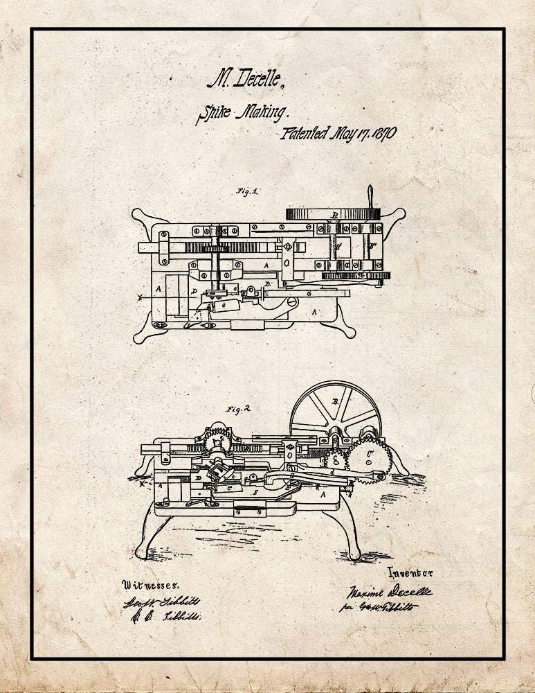 Amazon.com: Rivet Machine Patent Print Old Look with Border (13" x 19 ...