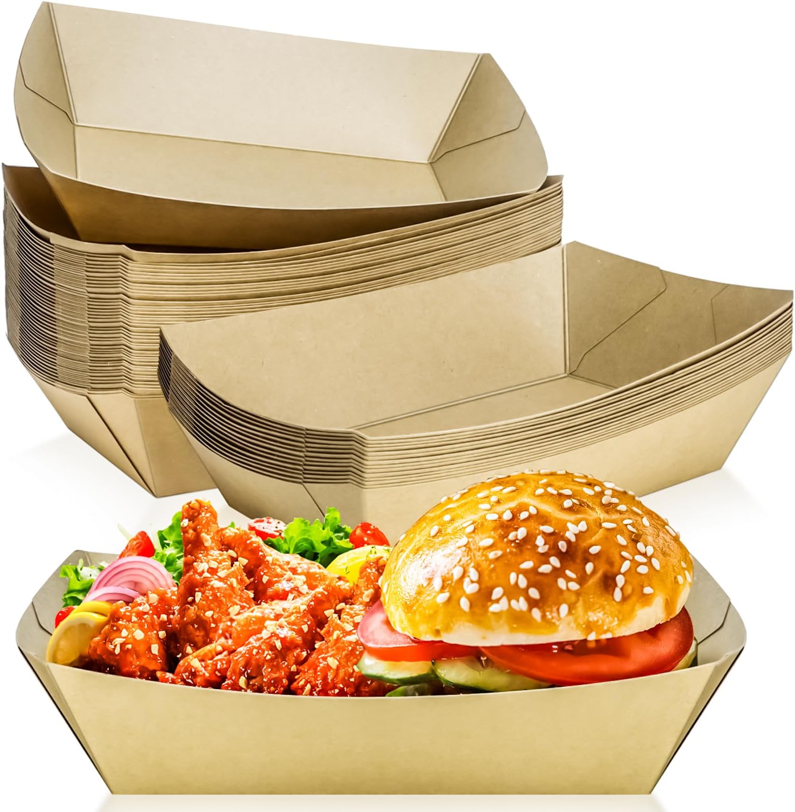 Amazon.com: MotBach 30 Pack 5LB Extra Large Paper Food Trays,Disposable ...