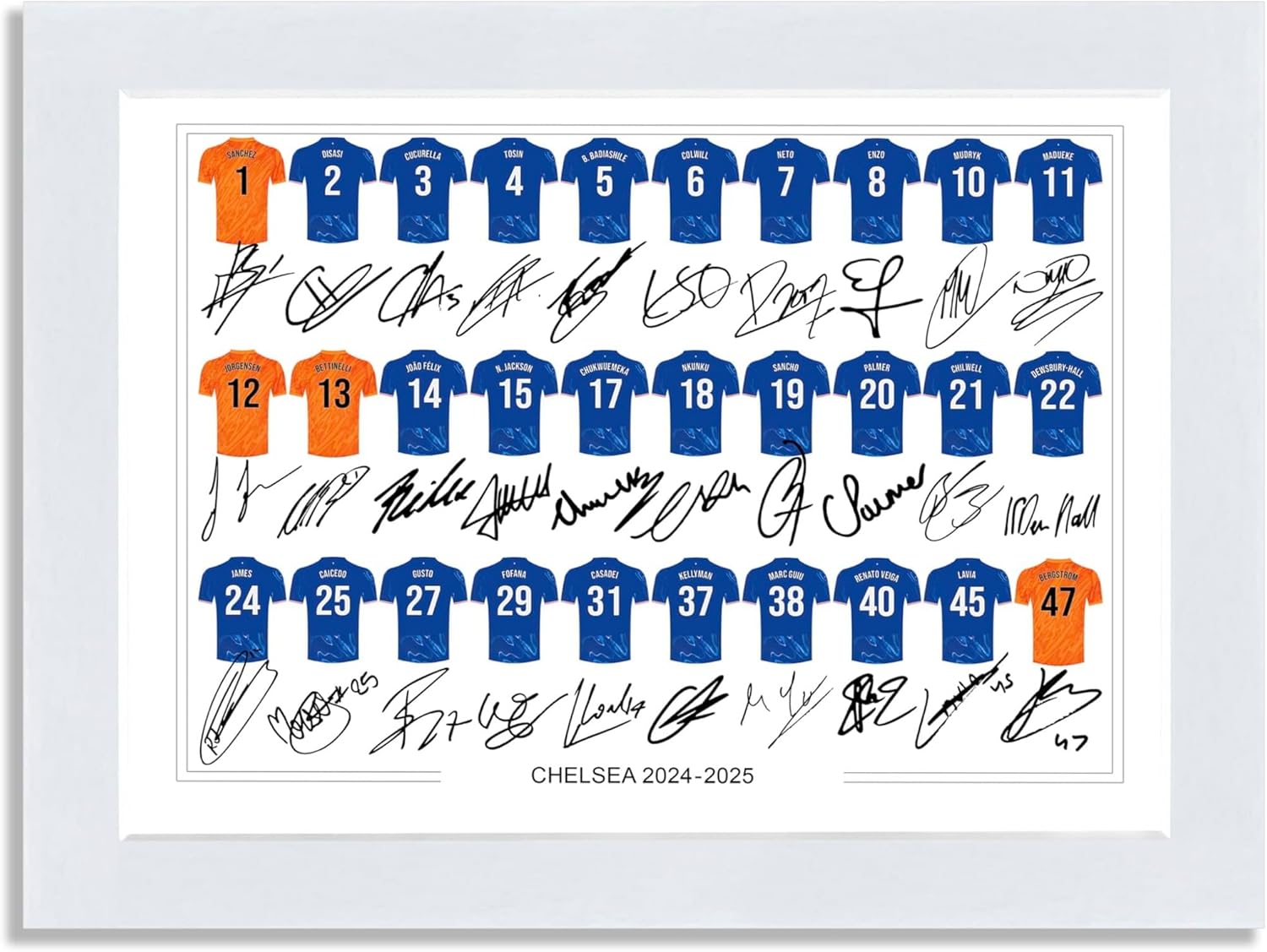 Mounted Gifts Chelsea team squad 2024-2025 Signed poster print framed ...