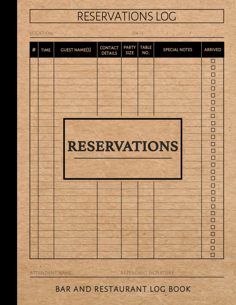 Reservations Bar & Restaurant Log Book: Guest Arrival Tracker. Detail ...