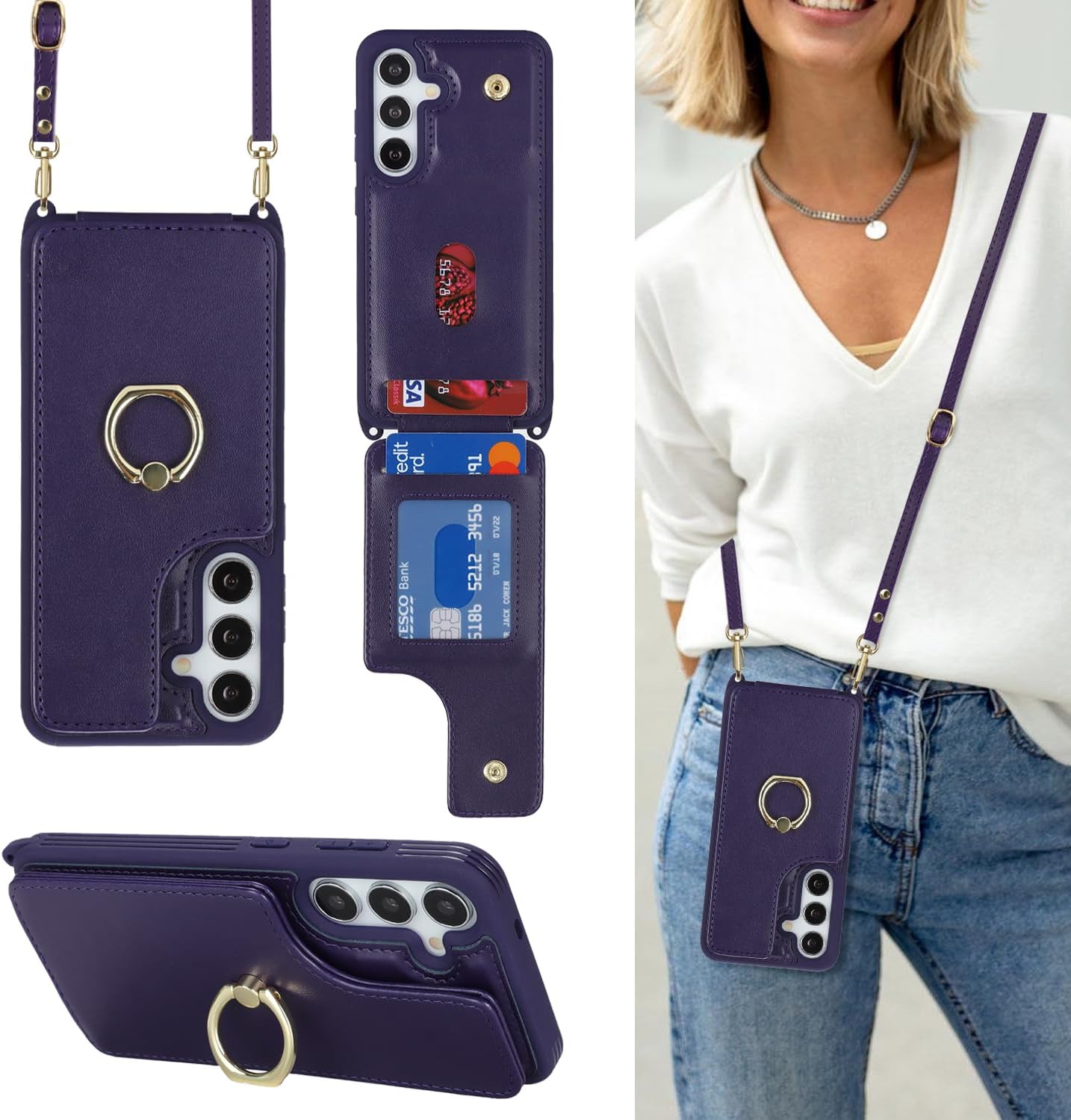 Amazon.com: Lipvina for Samsung Galaxy S25 Case with Card Holder and ...