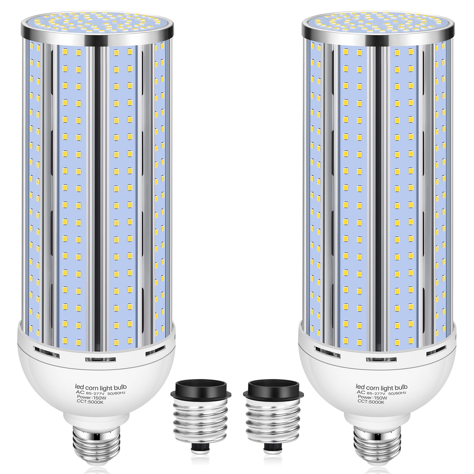 XYCN 2 Pack 150W Corn LED Light Bulb Fanless,5000K Daylight(1500 Watt ...