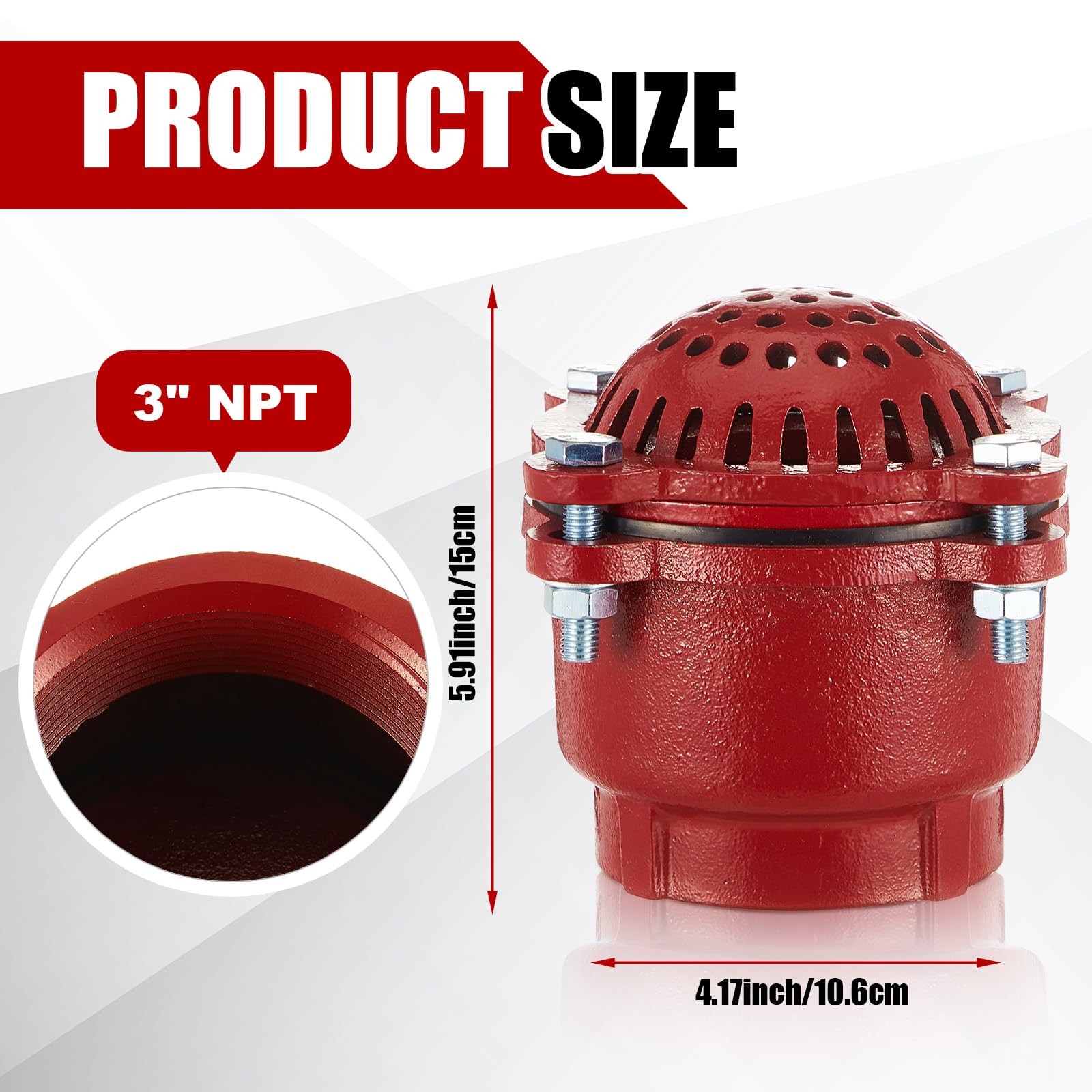 Snapklik.com : 3 Inch Cast Iron Foot Valve NPT Painted Carbon Threaded ...
