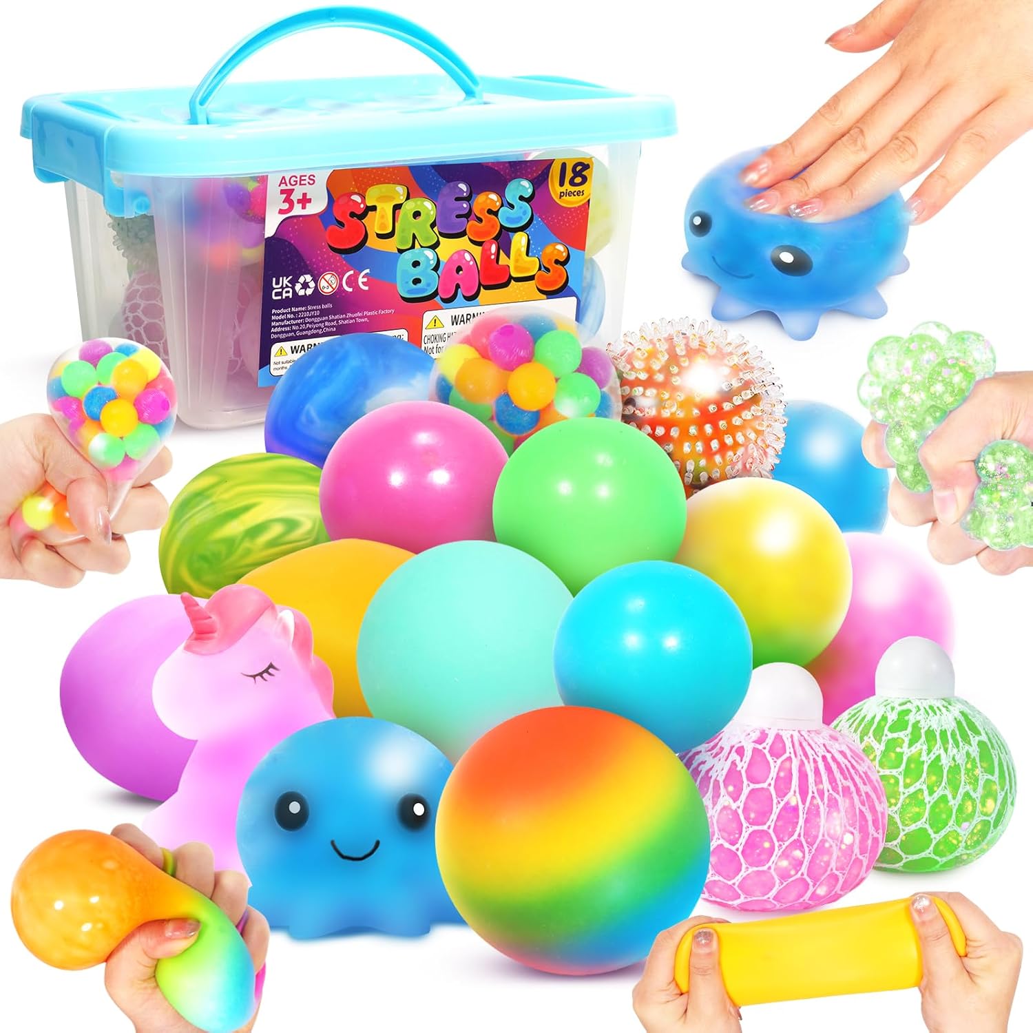Amazon.com: KLT 18 Pack Squishy Stress Balls: Fidget Toys for Adults ...