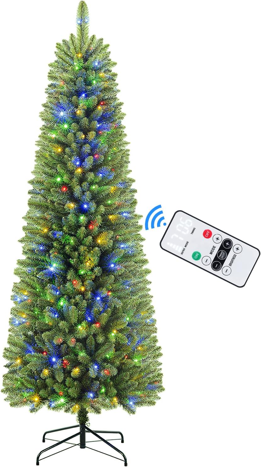 Amazon.com: National Tree Company Artificial Pre-Lit Slim Christmas ...
