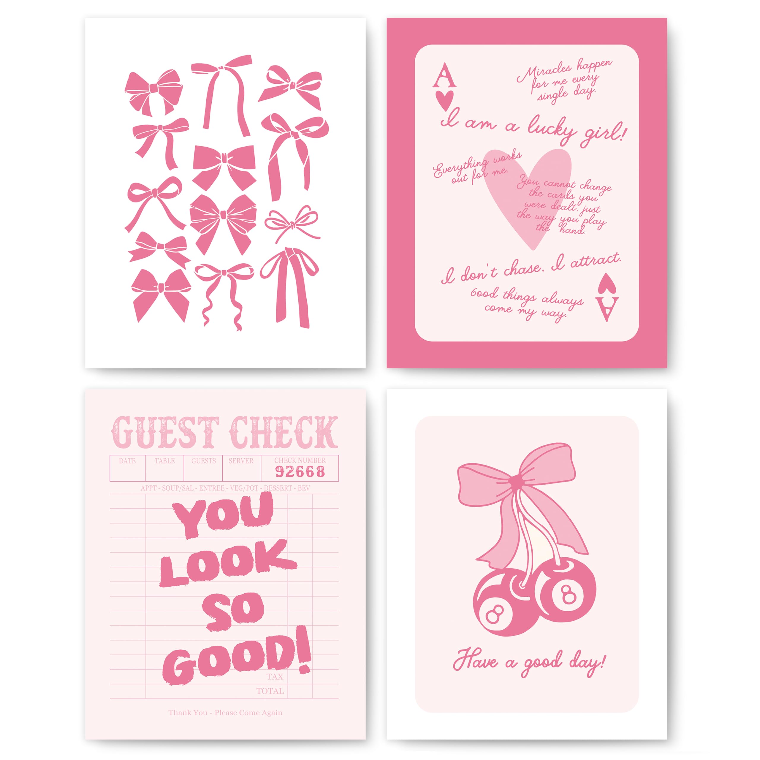 Amazon.com: okaxscm Pink Coquette Trendy Preppy Wall Art Prints Set of ...