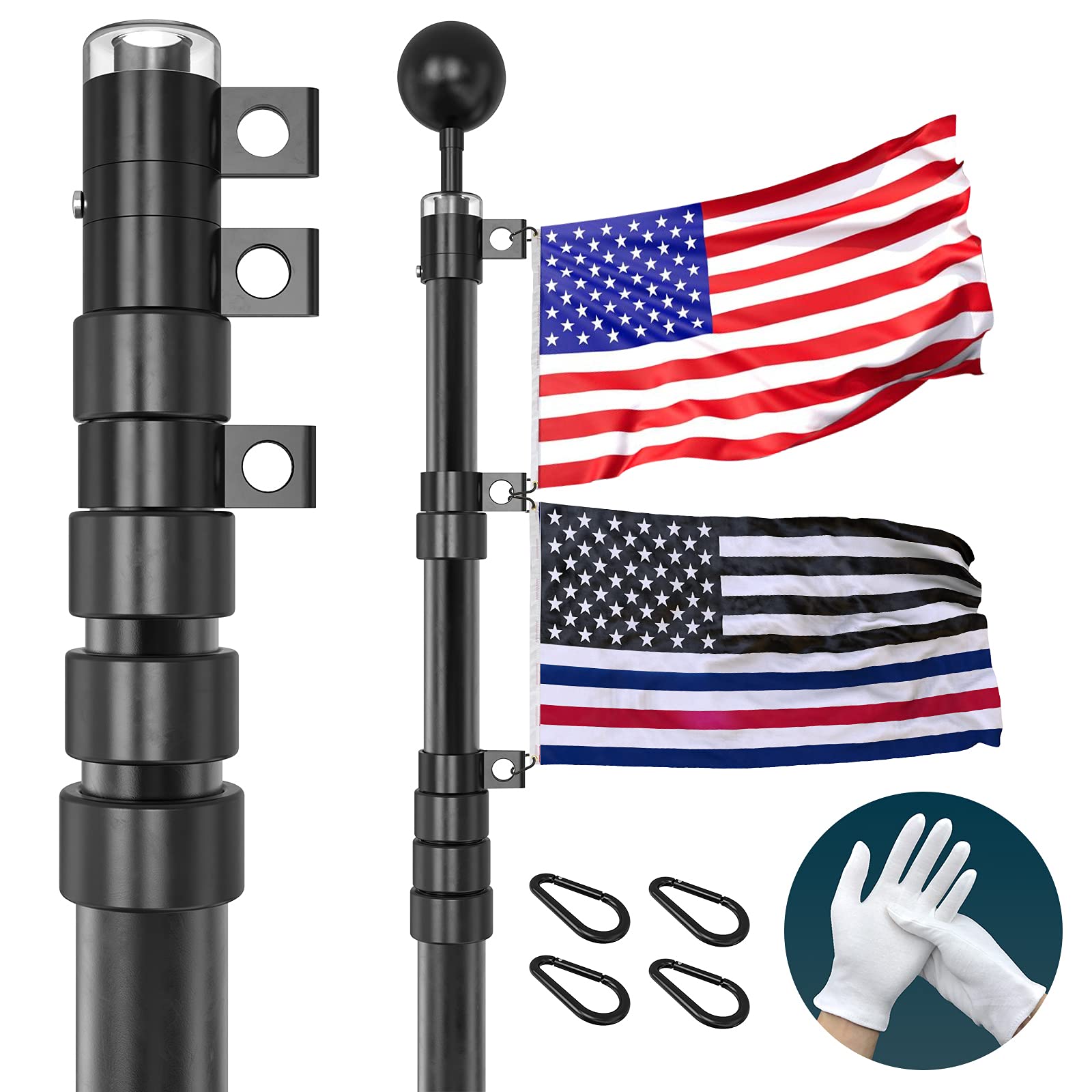 Buy 25FT Black Pole Kit With 3 x5 American Heavy Duty Aluminum Outdoor Buy 25FT Black Pole Kit With 3 x5 American Heavy Duty Aluminum Outdoor