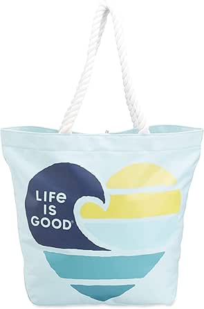 Amazon.com: Life is Good Women's Sunny Day Beach Bag Wave Heart ...