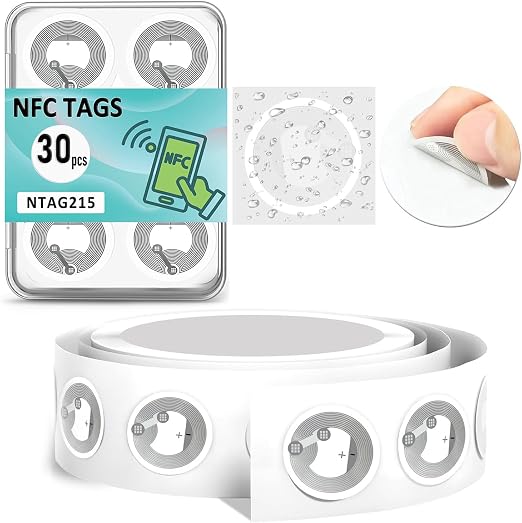 Amazon.com: 30 Pack NFC Tags Sticker Programmable NFC NTAG215 Chip ...