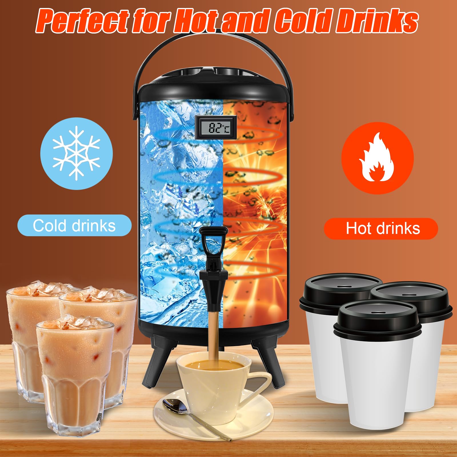Stainless Steel Insulated Beverage Dispenser Hot Beverage Dispenser ...