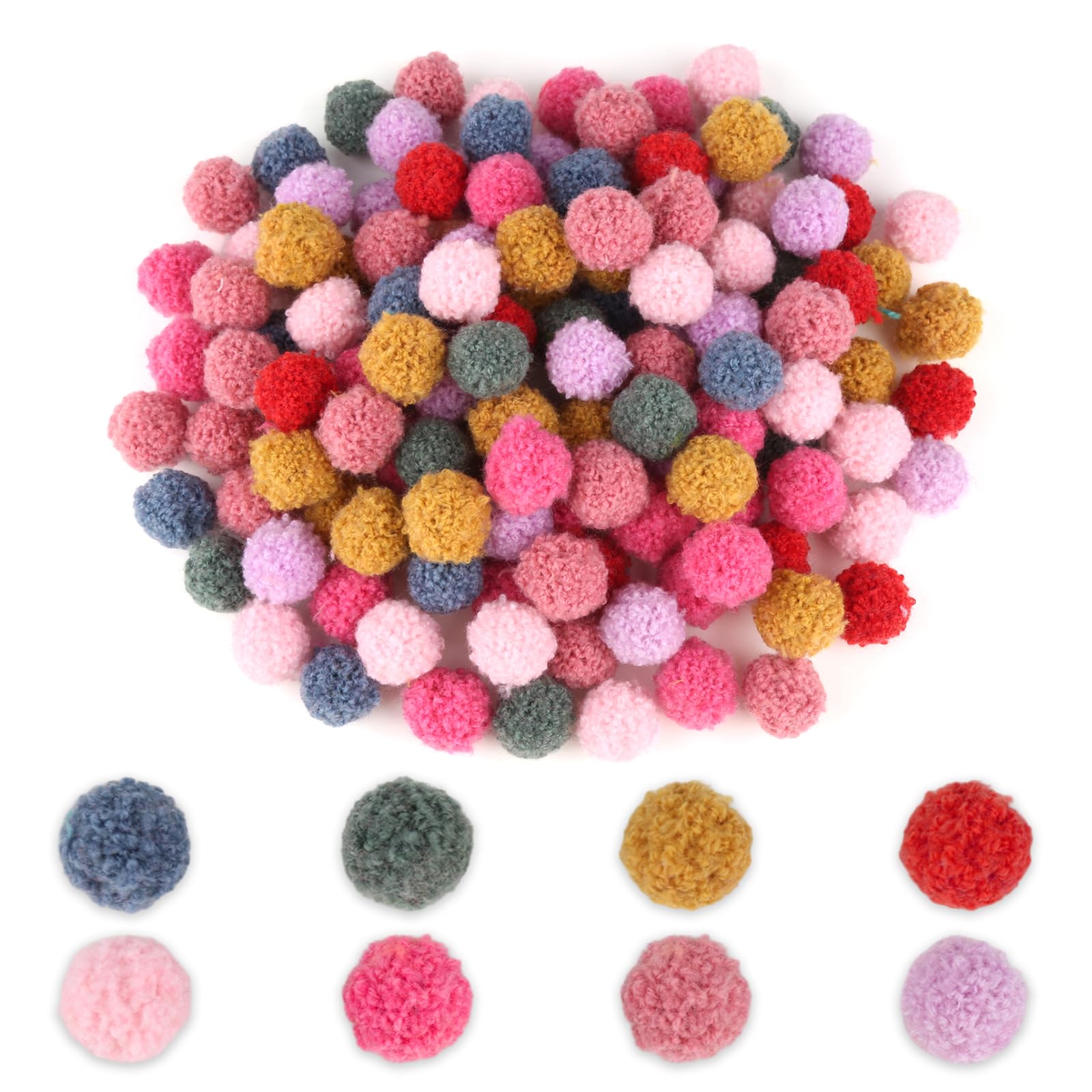 lahnao 160 Pcs Colourful Pom Poms, 20mm Pompoms for Crafting, Mini ...