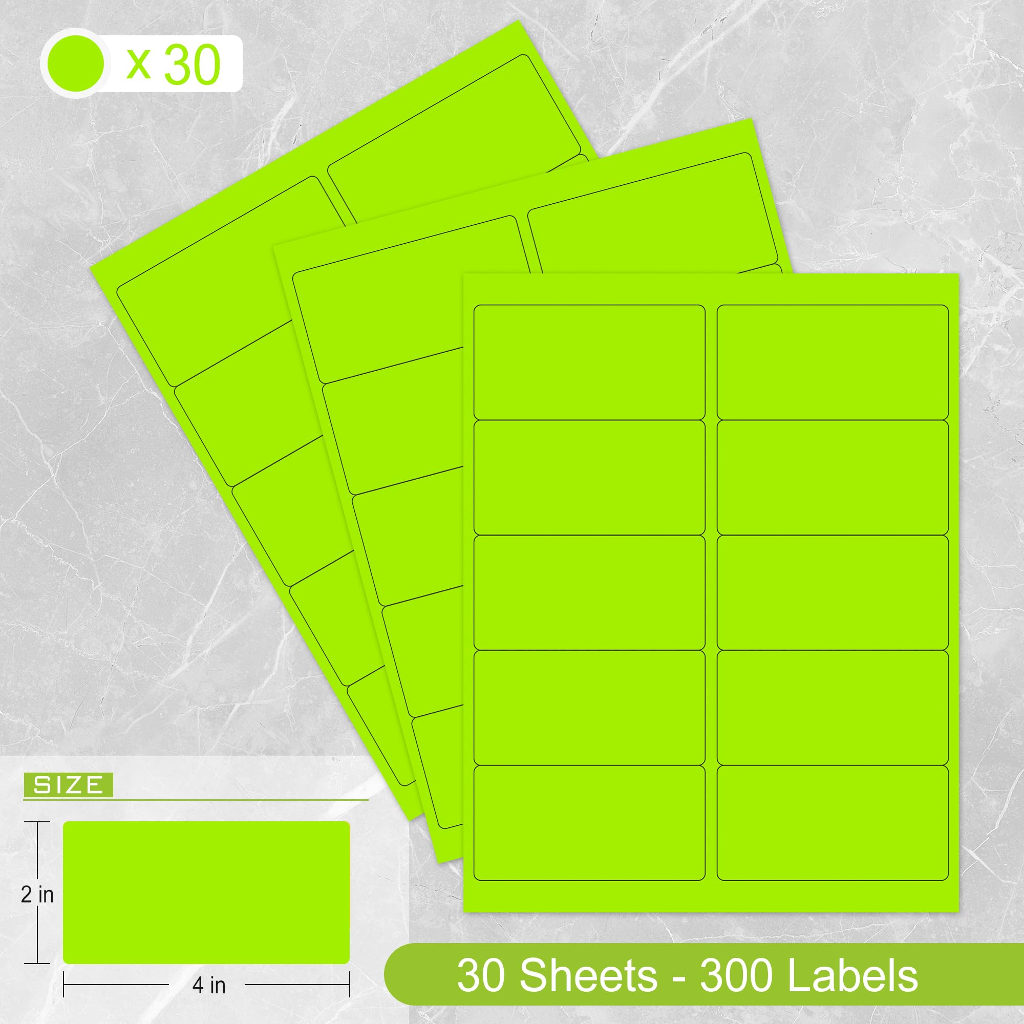 Snapklik.com : L LIKED 300 Fluorescent Green Labels, 2"X4" Neon Colored ...