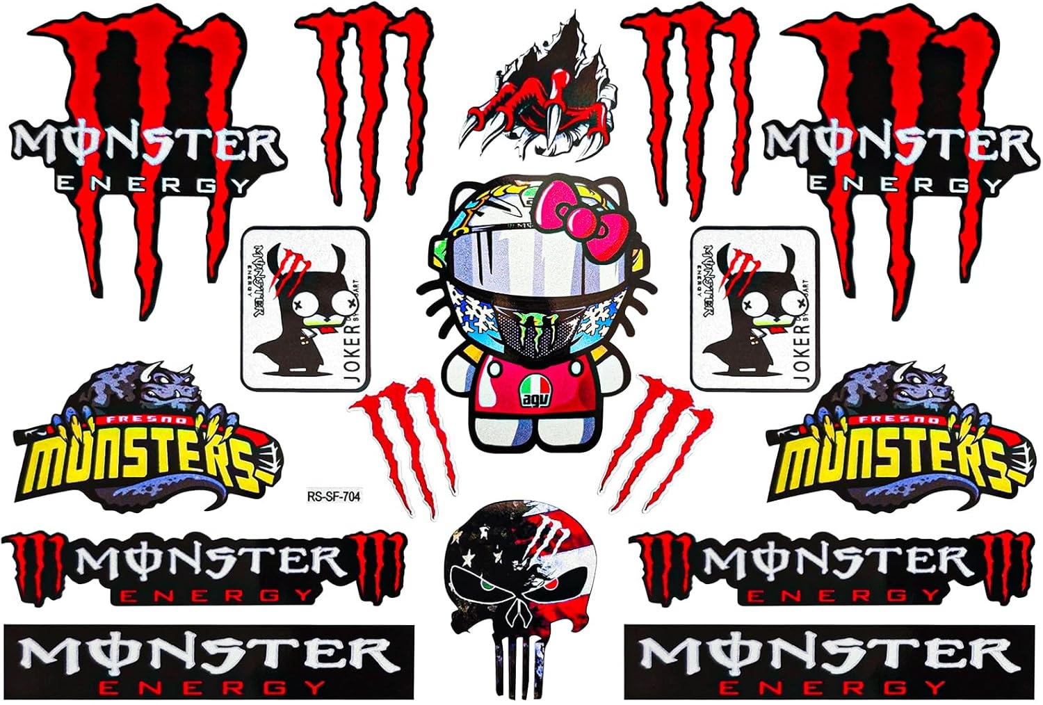 Amazon.com - Reflective Motorcycle Decal Sticker Cute Cat, Monster ...