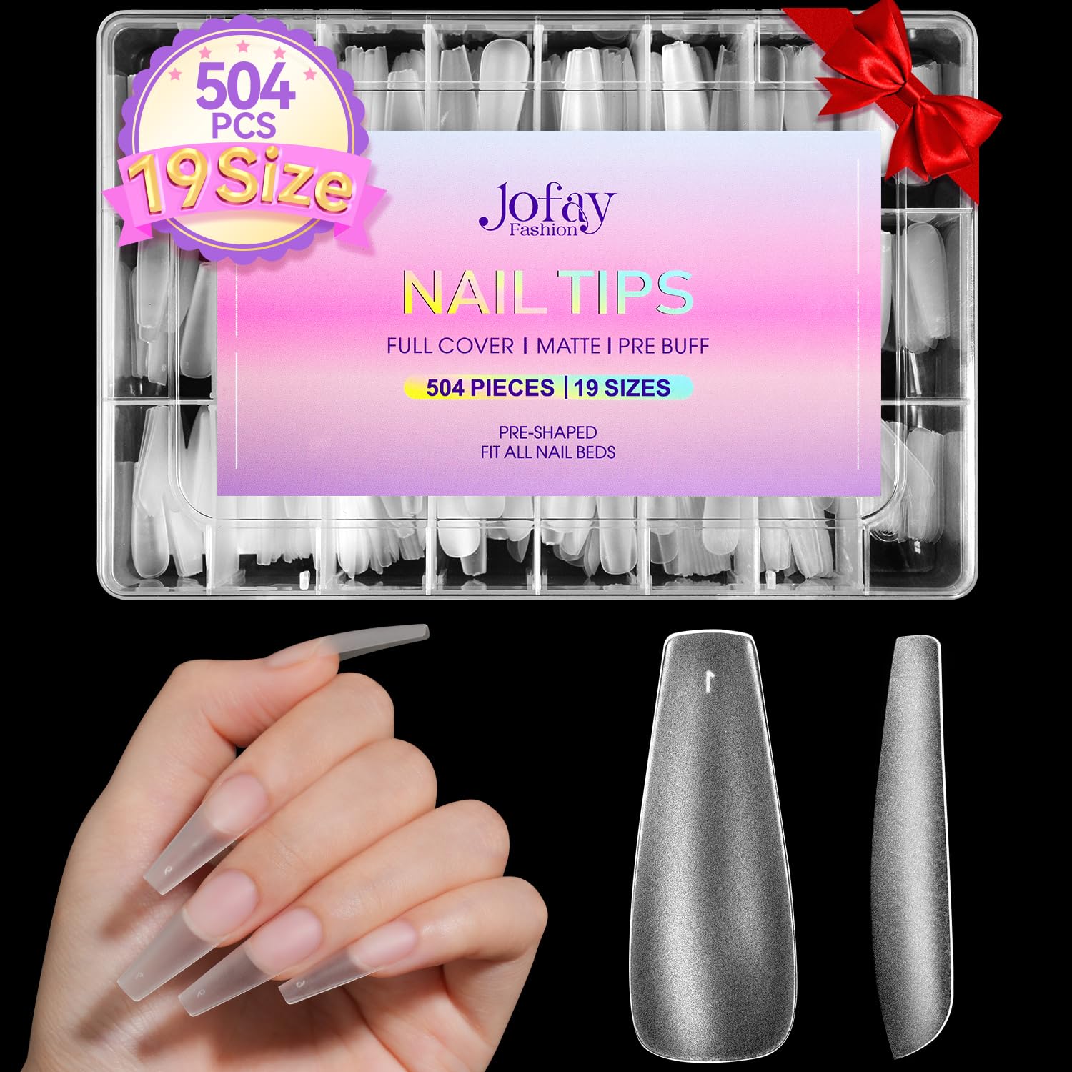 Amazon.com: Long Coffin Gel Nail Tips 504Pcs, Jofay Fashion Full Matte ...
