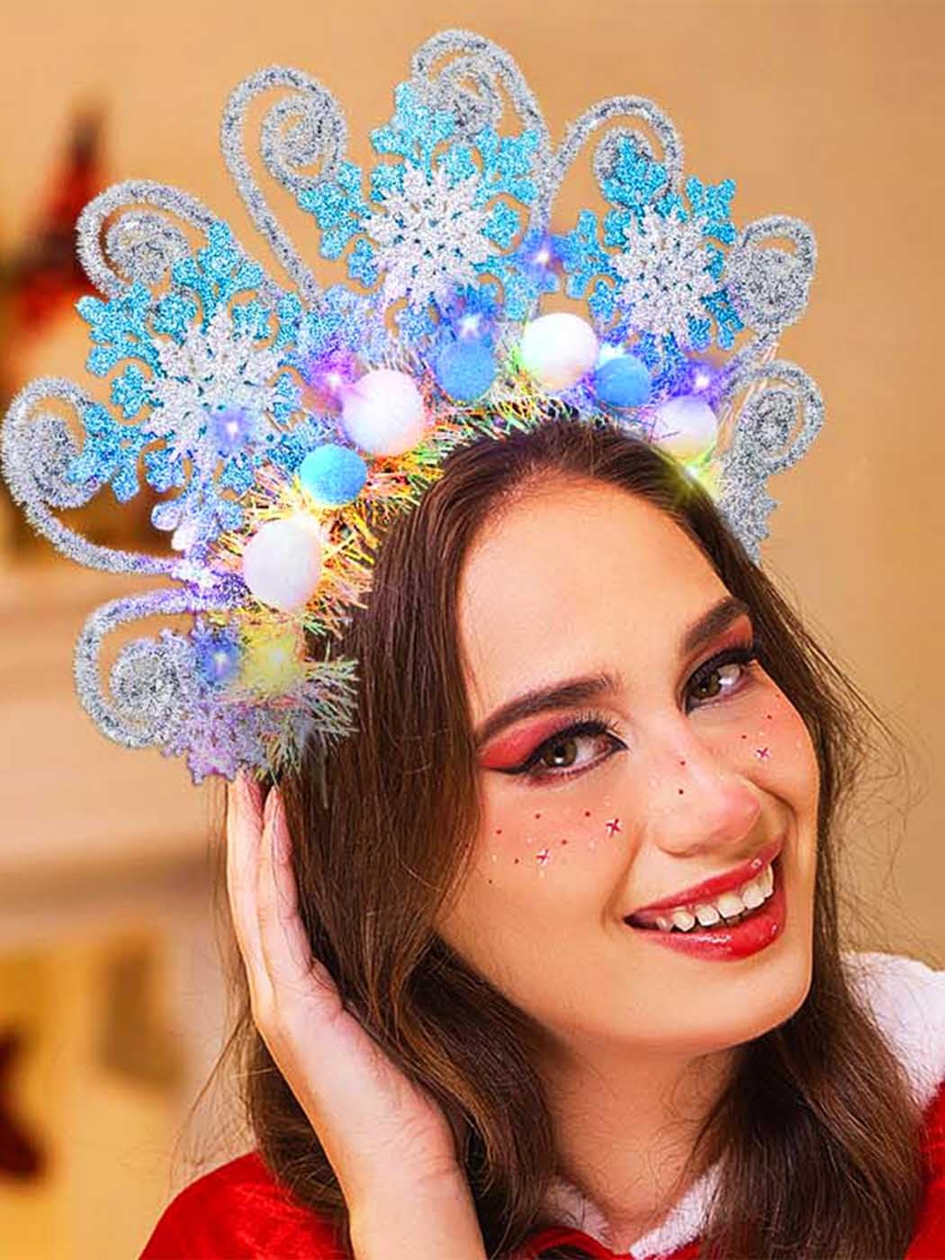 Amazon.com: Woeoe Snowflake LED Christmas Headband Xmas Light Up Hair ...