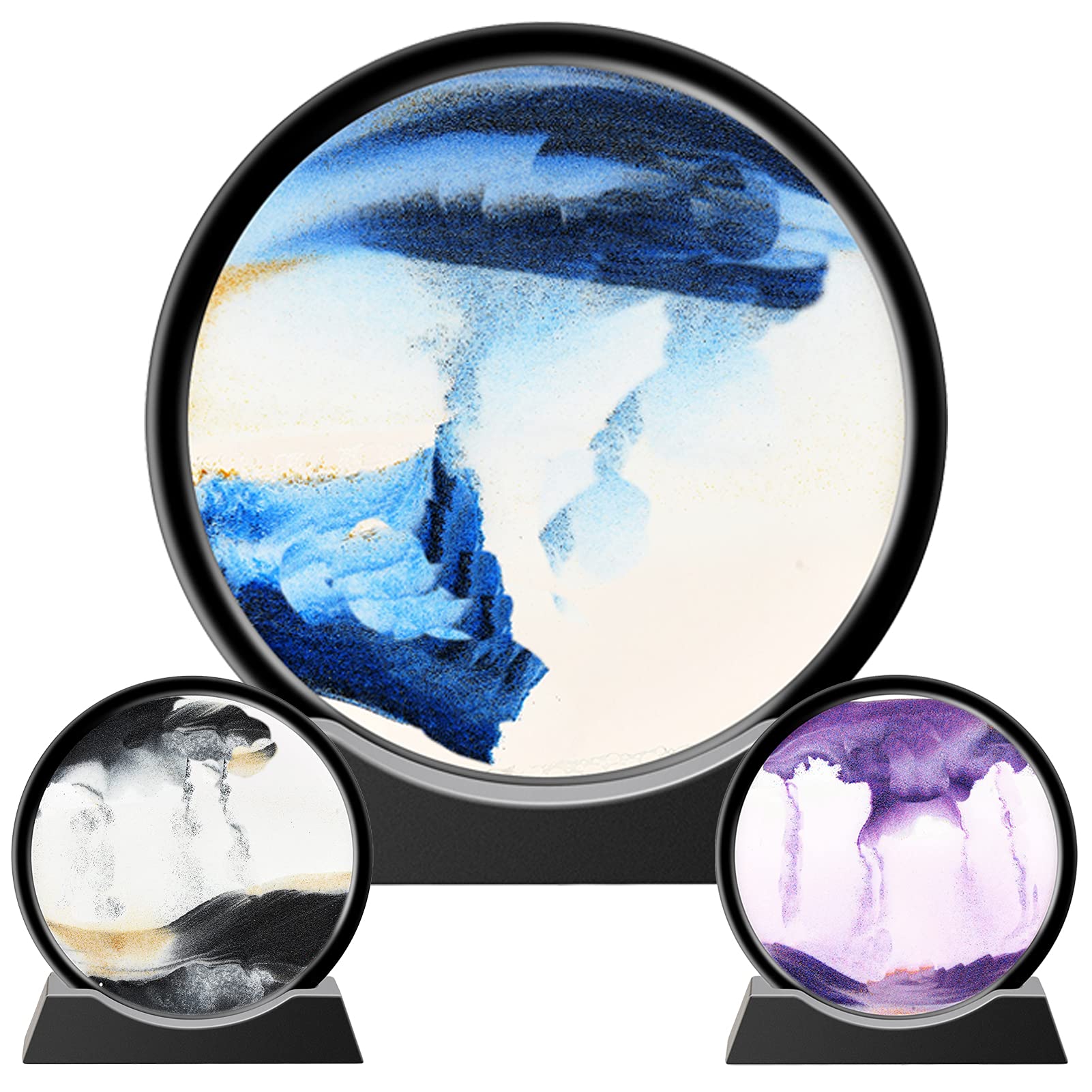 Amazon.com: ABIQAQABI Moving Sand Art Picture Round Glass 3D Deep Sea ...