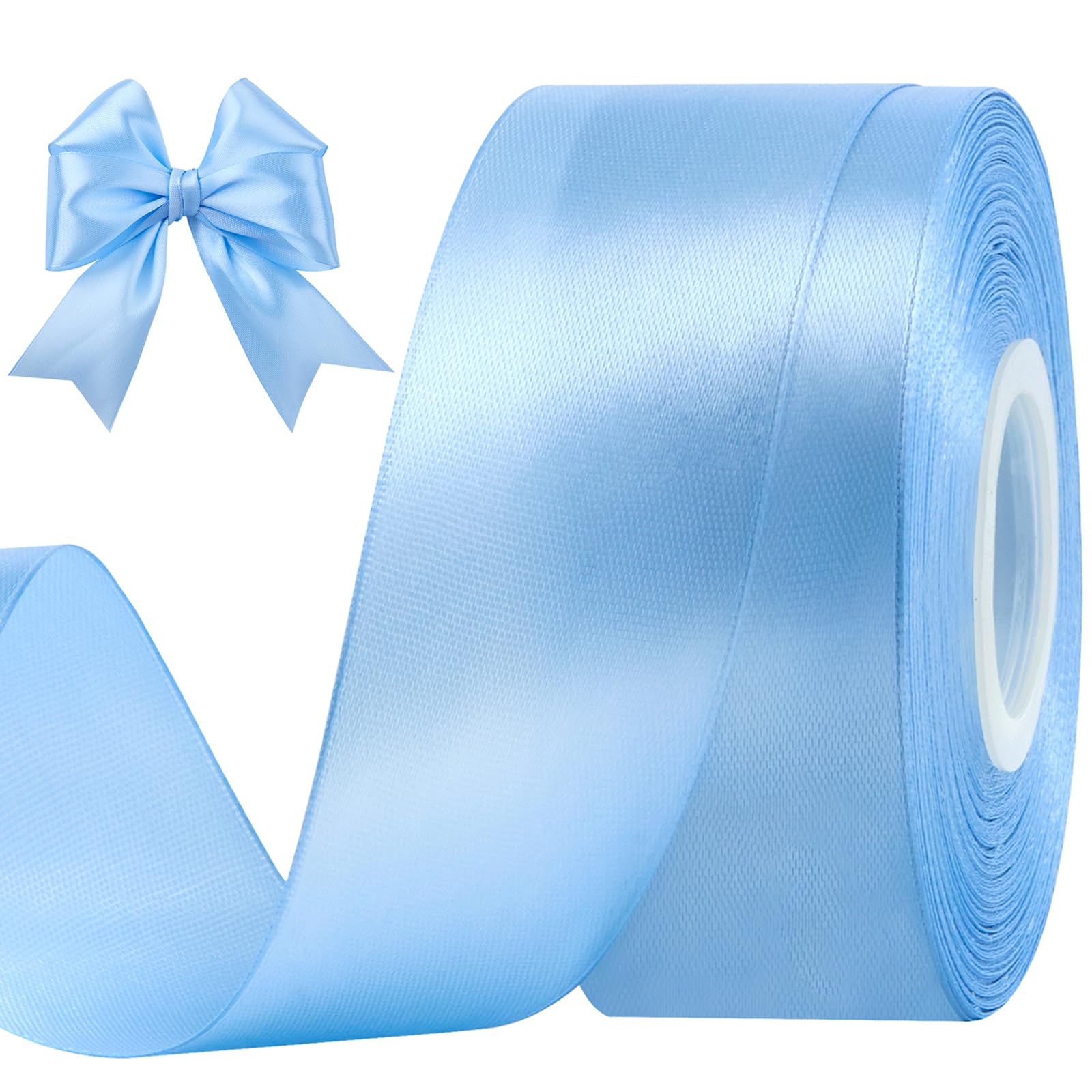 Amazon.com: CLUEWR 1-1/2 Inches 50 Yards Sky Blue Satin Ribbon, Solid ...