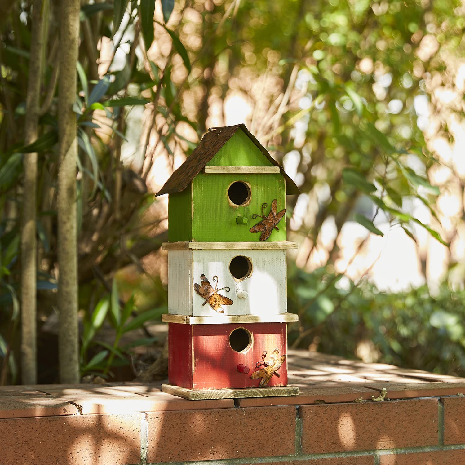 Snapklik.com : Bird Houses For Outside, 13.75" H Multicolored Three ...