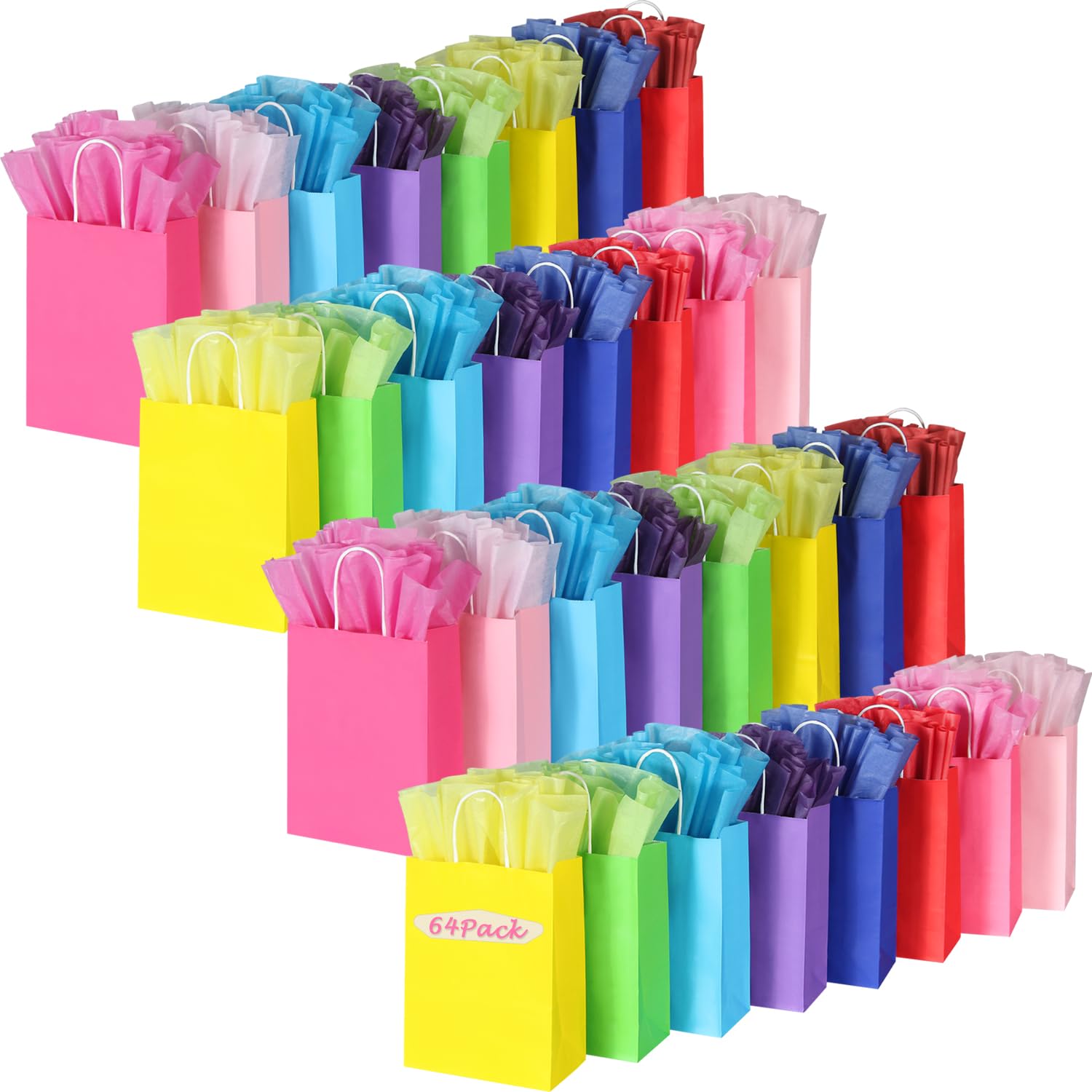 Amazon.com: BLEWINDZ 64 Pieces Gift Bags Bulk with 64 Tissues, Small ...
