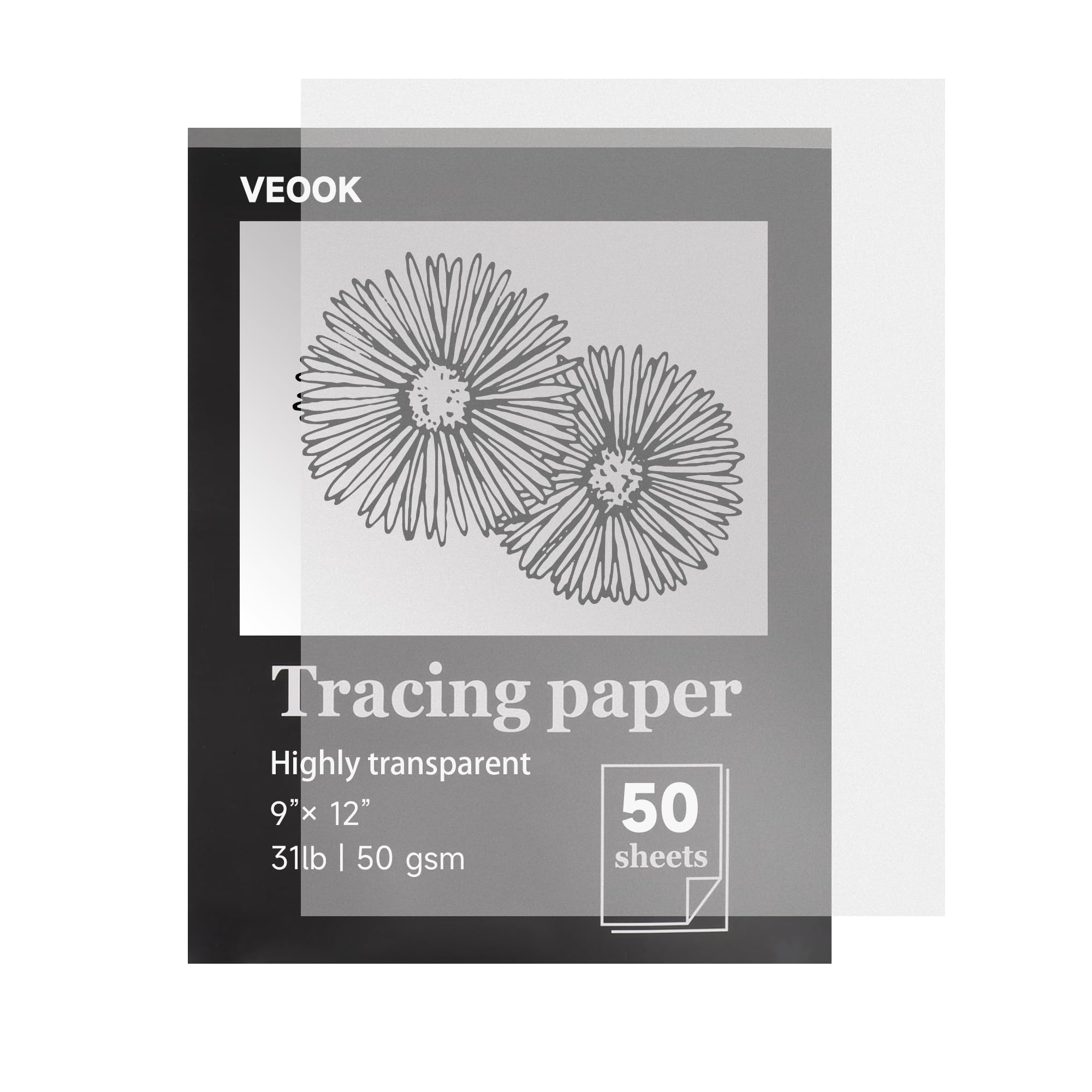 Amazon.com: VEOOK Tracing Paper, 50 Sheets 9x12 inches 31lb/50gsm ...