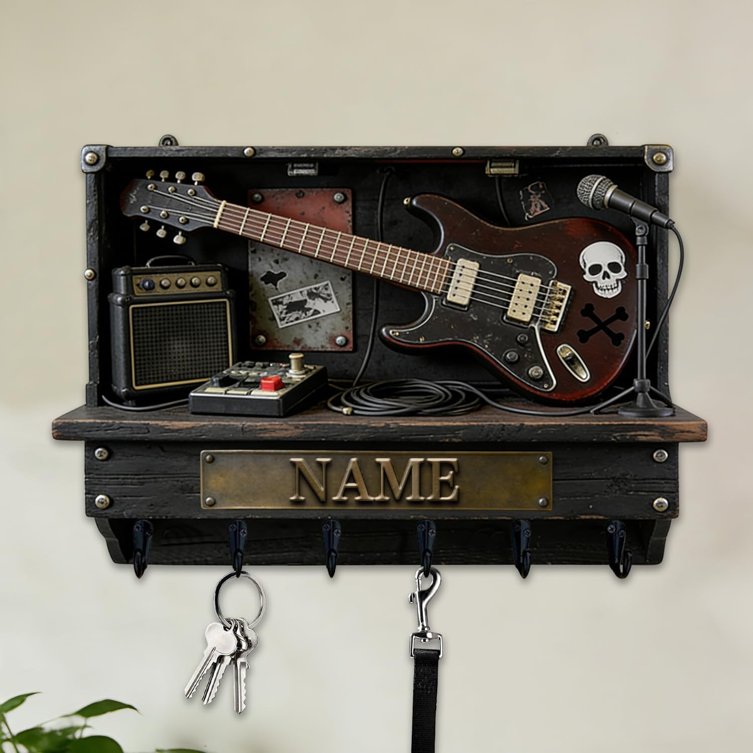 Amazon.com: Ayorior Personalized Guitar Music Themed Wall Hooks Key ...