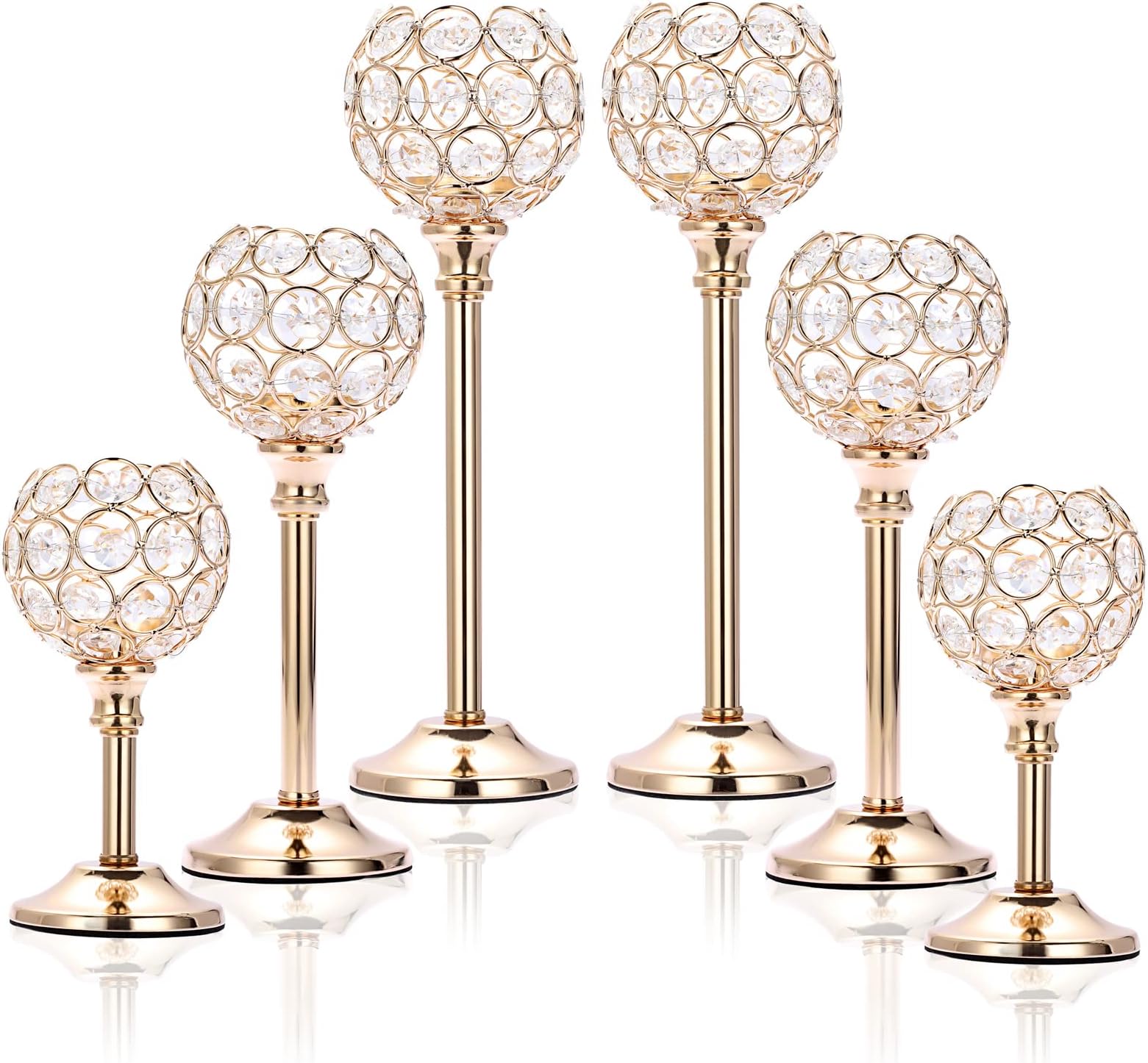 Amazon.com: VINCIGANT Gold Crystal Candle Holders Set of 2,Pillar ...