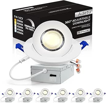 Adetu 4 Inch Gimbal Led Recessed Light, 360°+90° Adjustable Directional ...