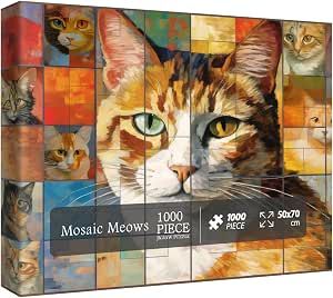 Amazon.com: Cat Puzzles for Adults 1000 Pieces, Funny Kitten Jigsaw ...