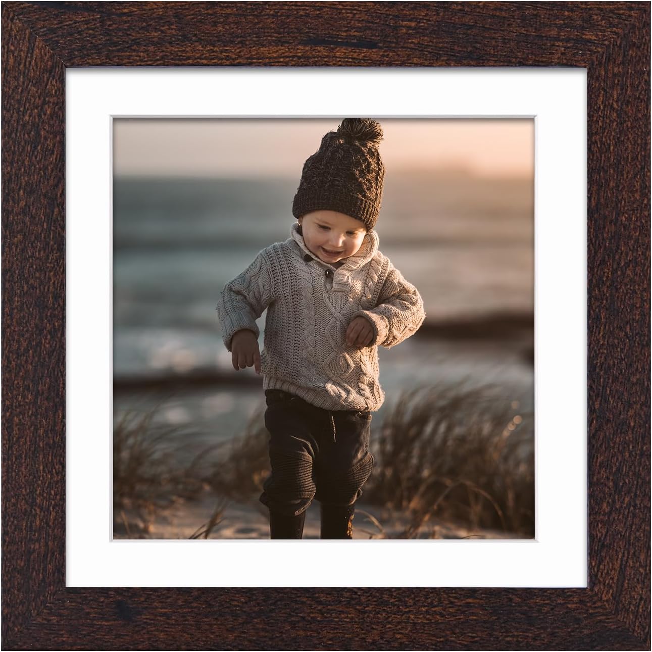 Amazon.com - KINLINK 5x5 Picture Frame Brown, Square Photo Frame with ...