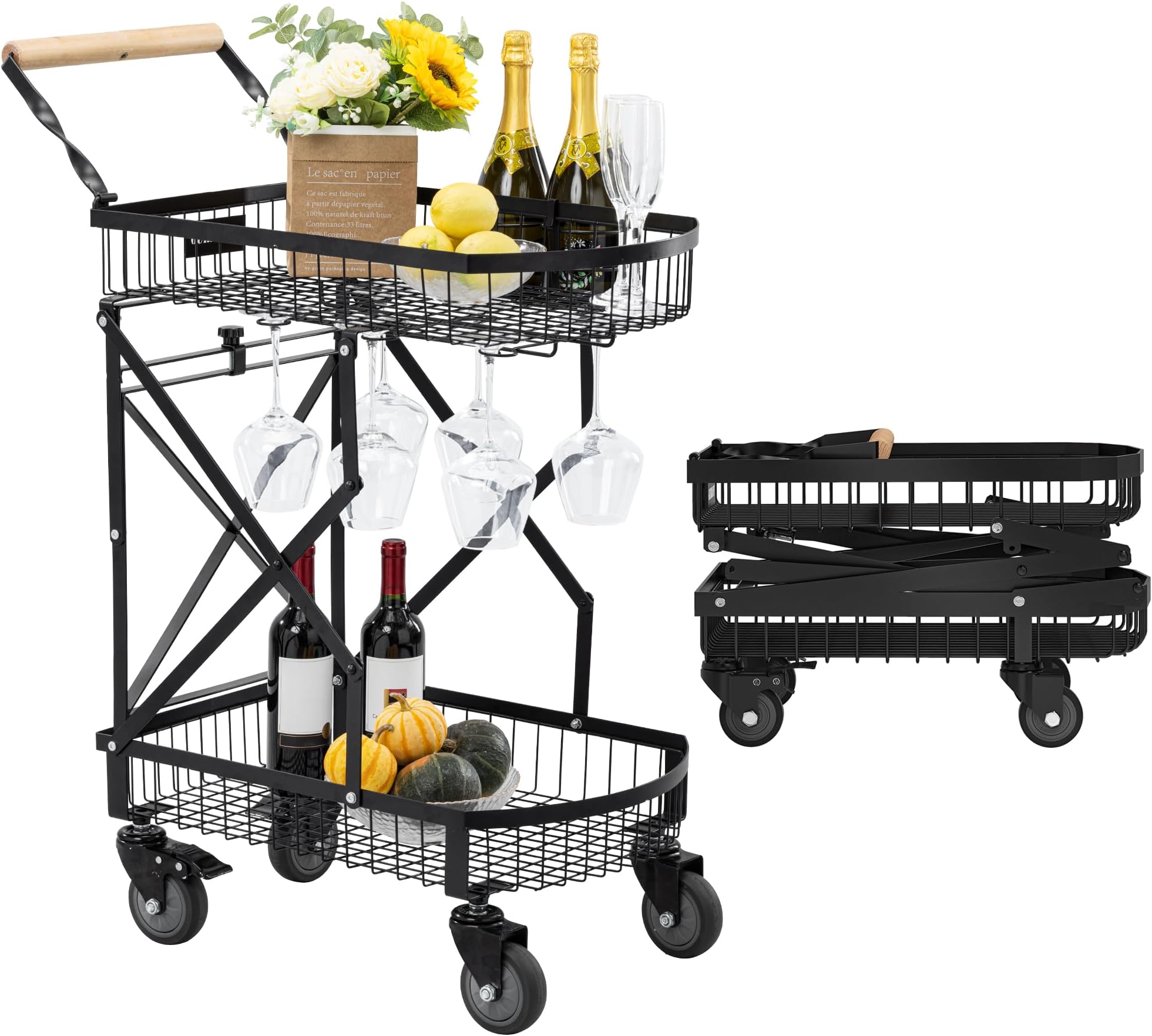 Amazon.com - Womio Industrial Rolling Bar Carts for The Home,Kitchen ...