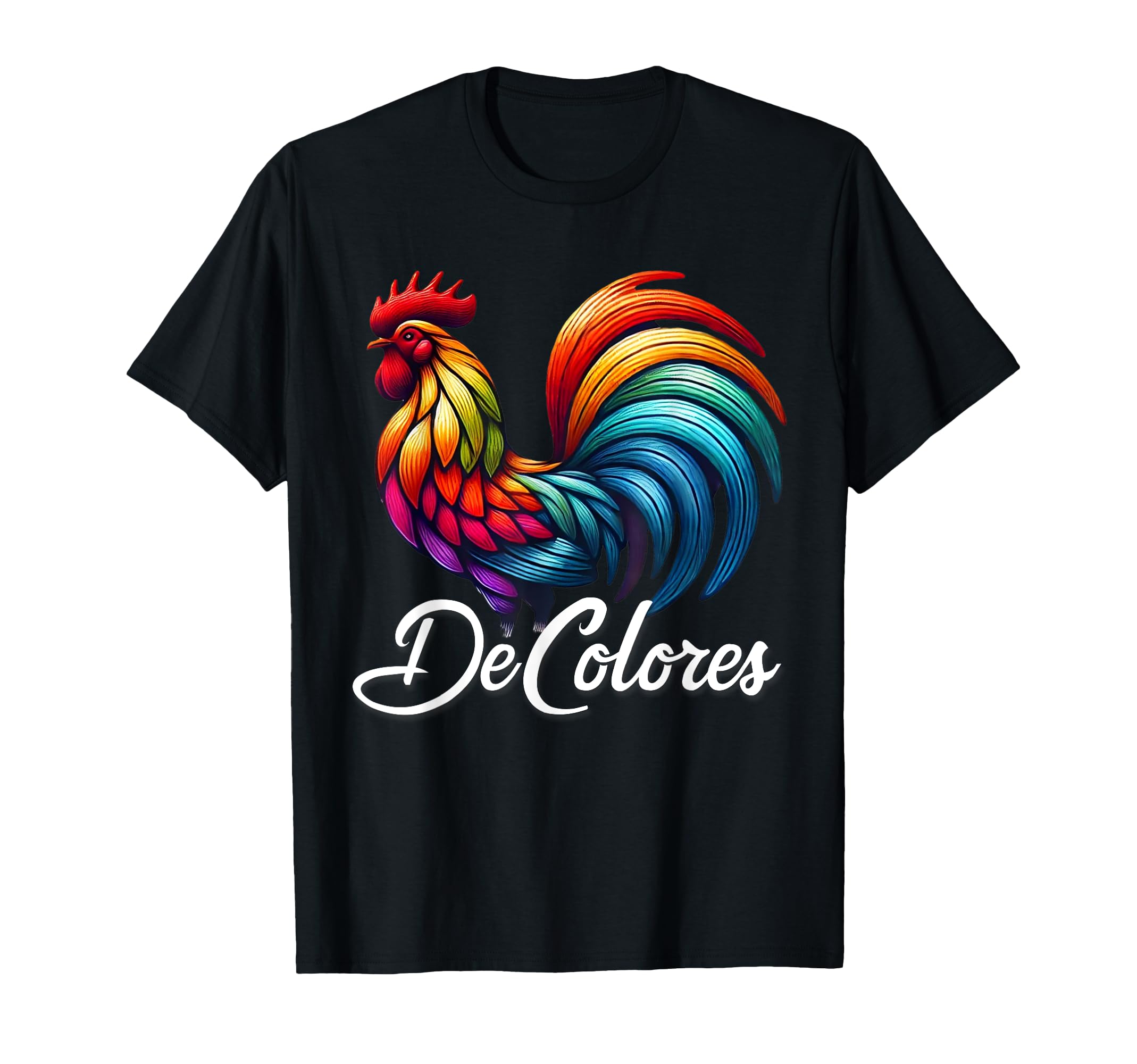 Amazon.com: DeColores Cursillo Rainbow Rooster Catholic T-Shirt ...