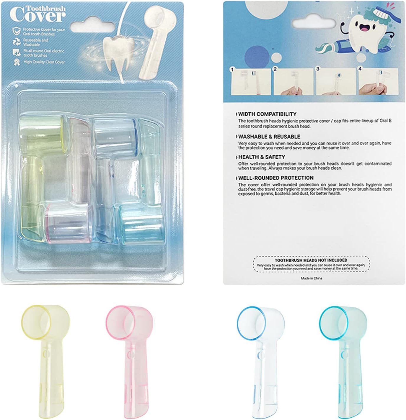 4 Pack Electric Toothbrush Cover - Toothbrush Heads Cover Caps ...