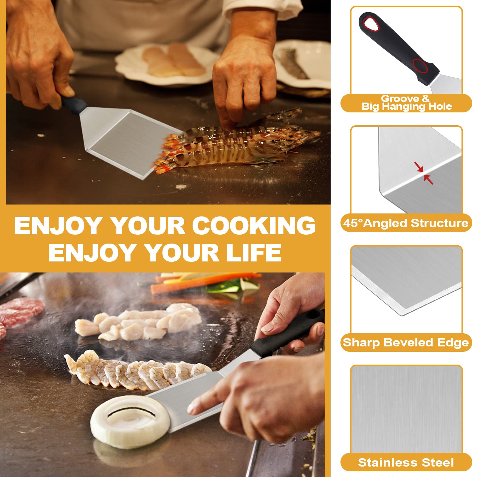 Snapklik.com : Griddle Accessories Kit Of 5, Heavy Duty Metal Spatula ...