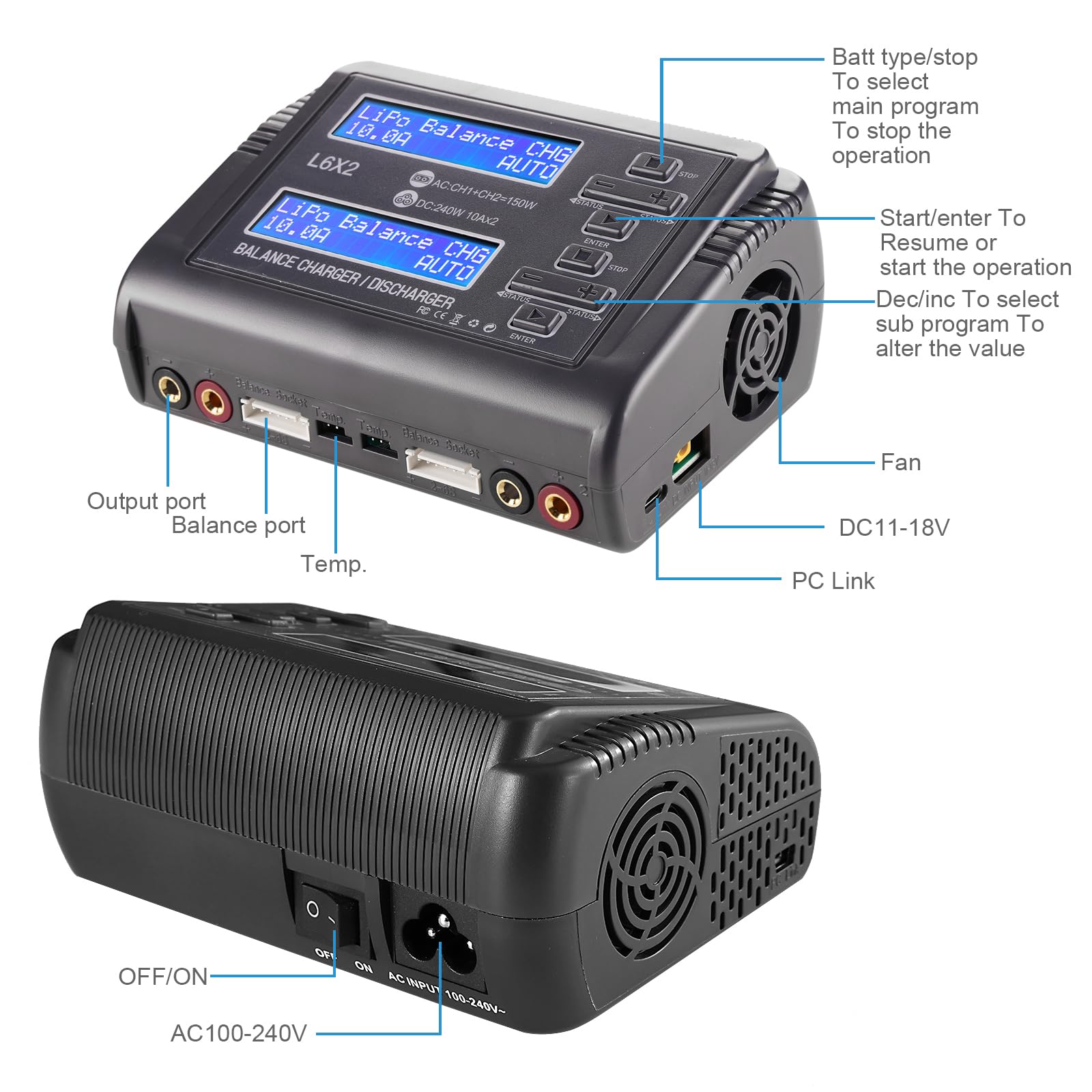 Snapklik.com : HTRC LiPo Battery Charger Dual RC Balance Fast Charger ...