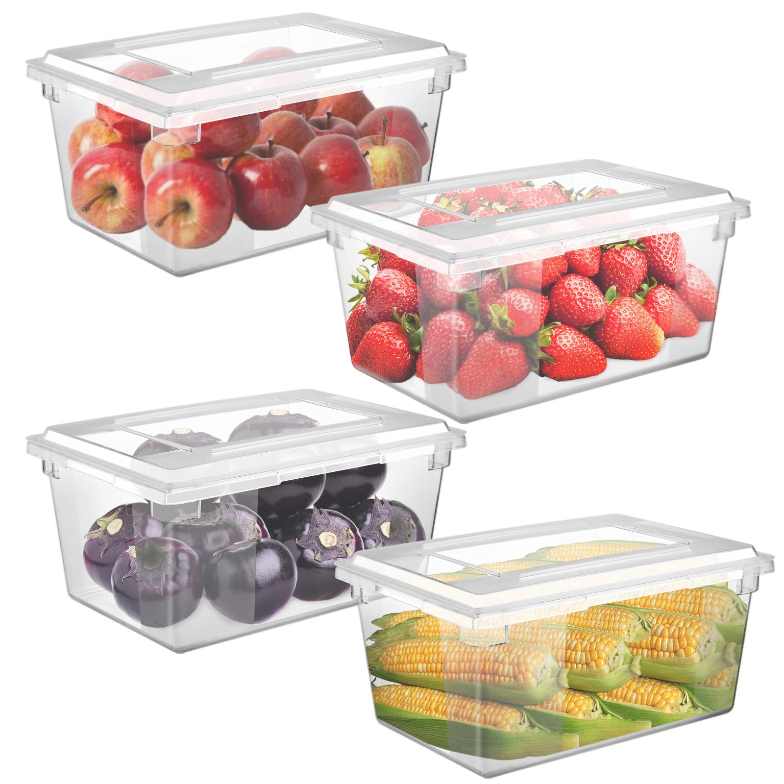CURTA 4 Pack Food Storage Box with Lid, Commercial Grade Polycarbonate ...