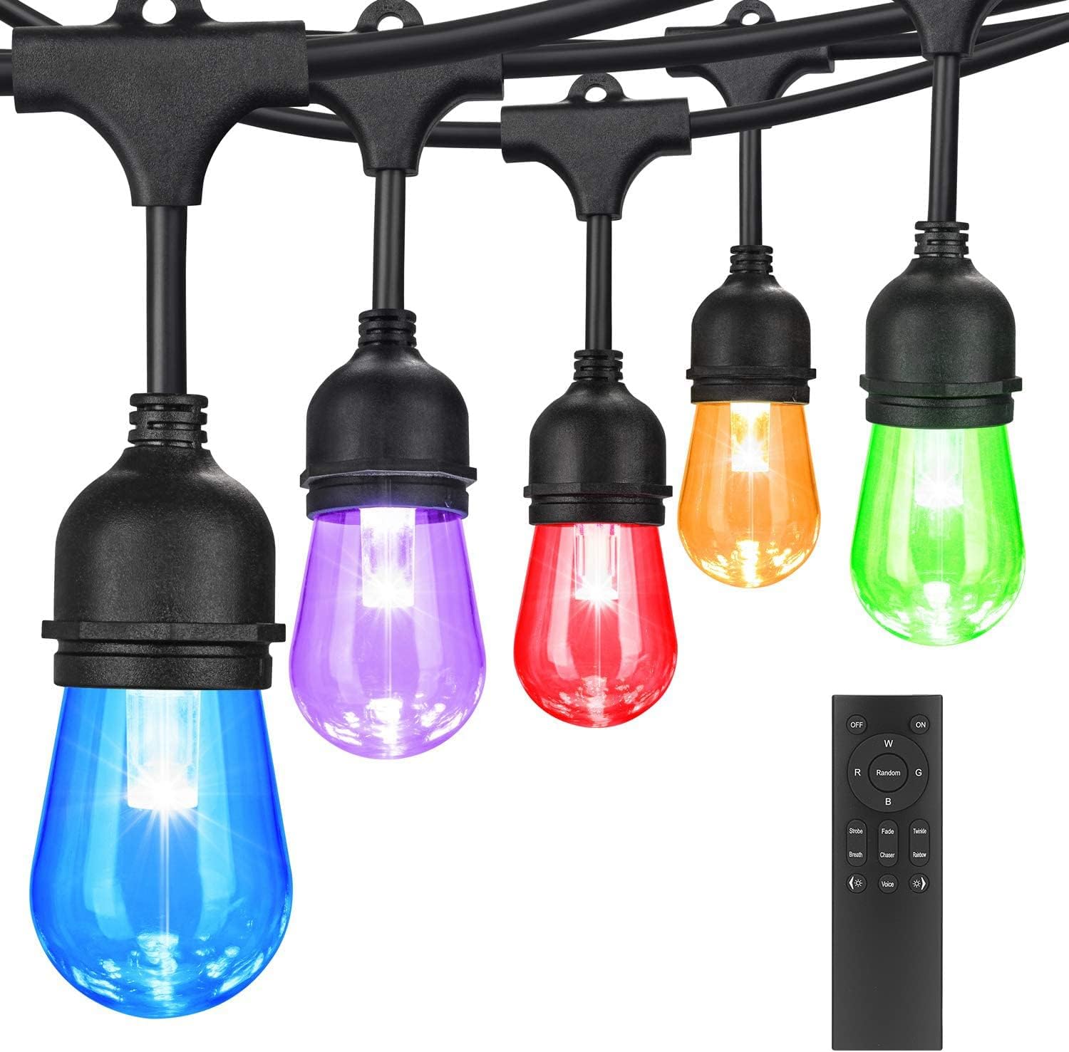Amazon.com : DGO 48FT Color Changing Outdoor String Lights, RGB Cafe ...
