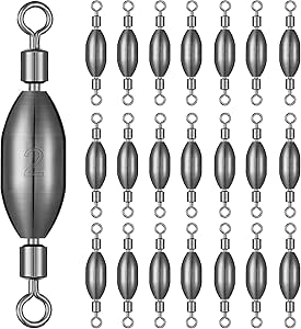 Amazon.com : Seenelling 20 Pcs Brass Fishing Sinker Swivel Fishing Weights Saltwater Bullet ...
