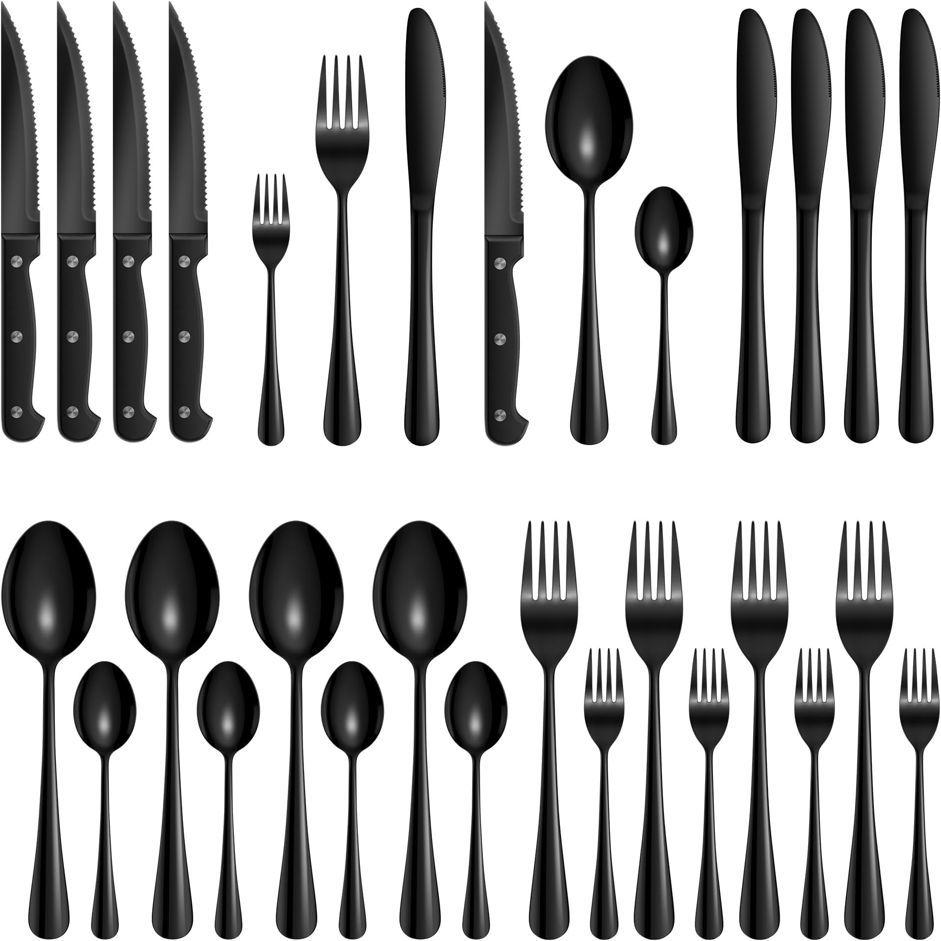 Velaze Cutlery Set for 8, 48-Piece Knife and Fork Sets, Stainless Steel ...