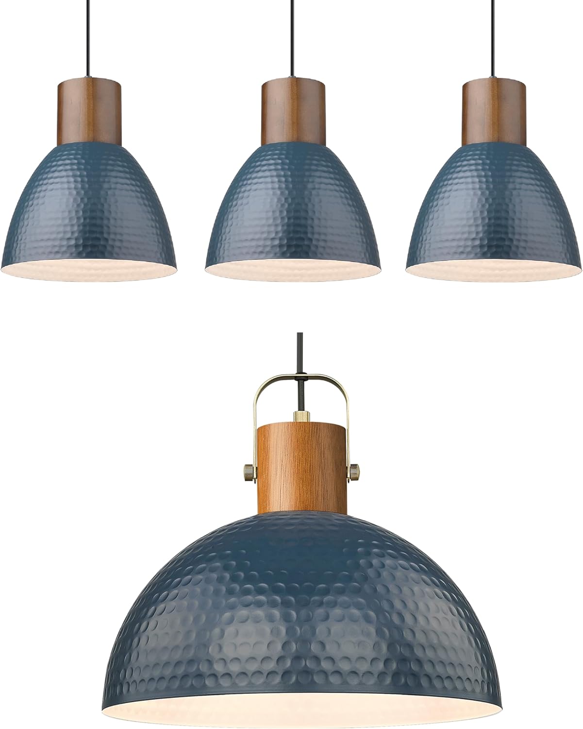 ELYONA 3 Pack Pendant Light for Kitchen Island Hammered Metal Solid ...