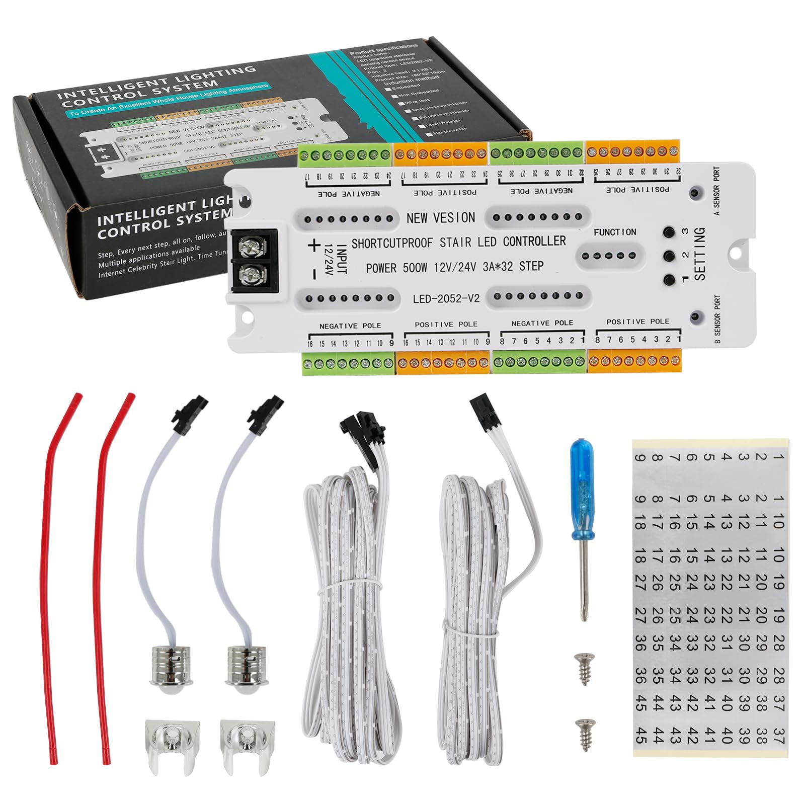 32 Channel Motion Sensor LED Stair Controller Automatic Ladder Step ...