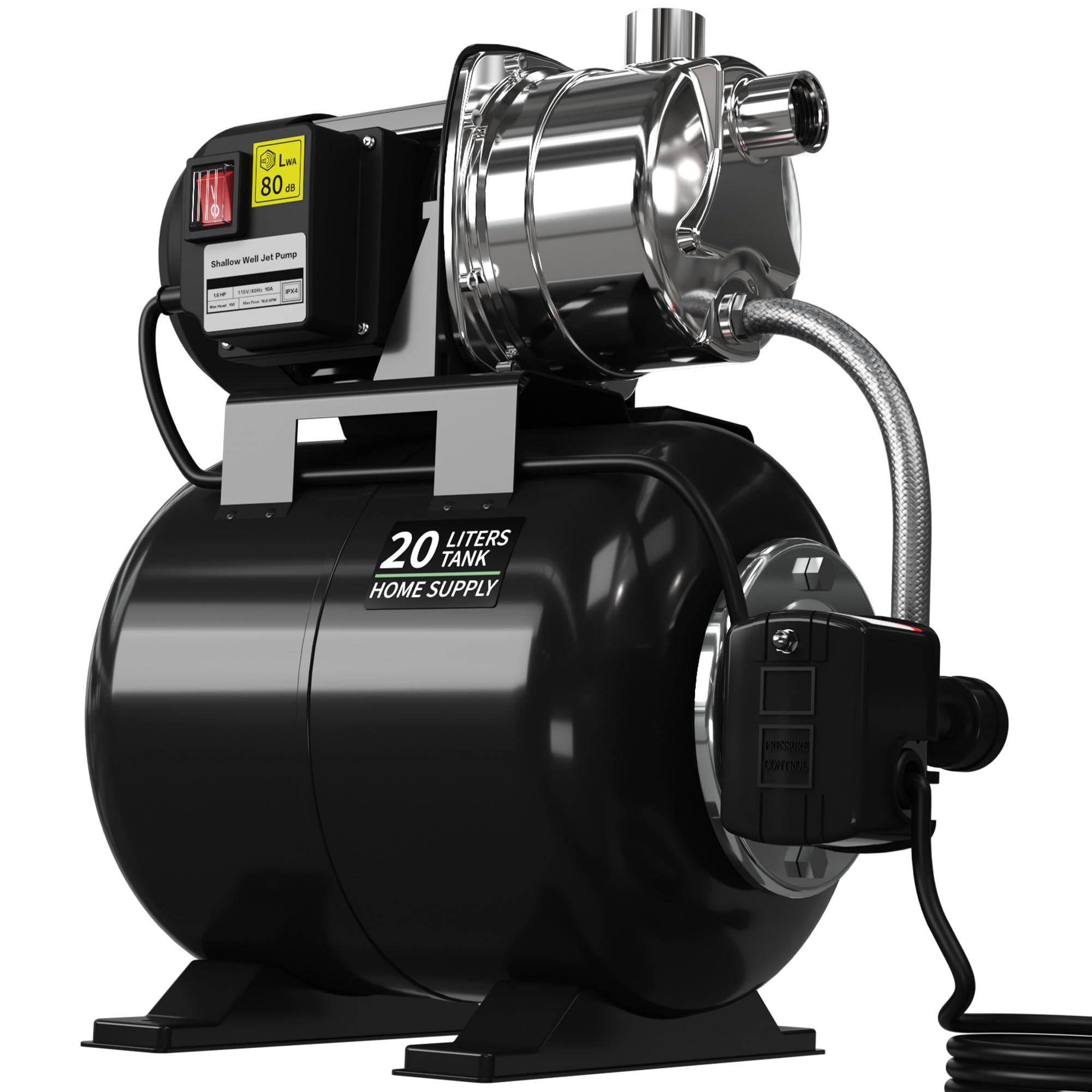 1.6HP Shallow Well Pump with Pressure Tank, 1000GPH 5-Gal Irrigation ...