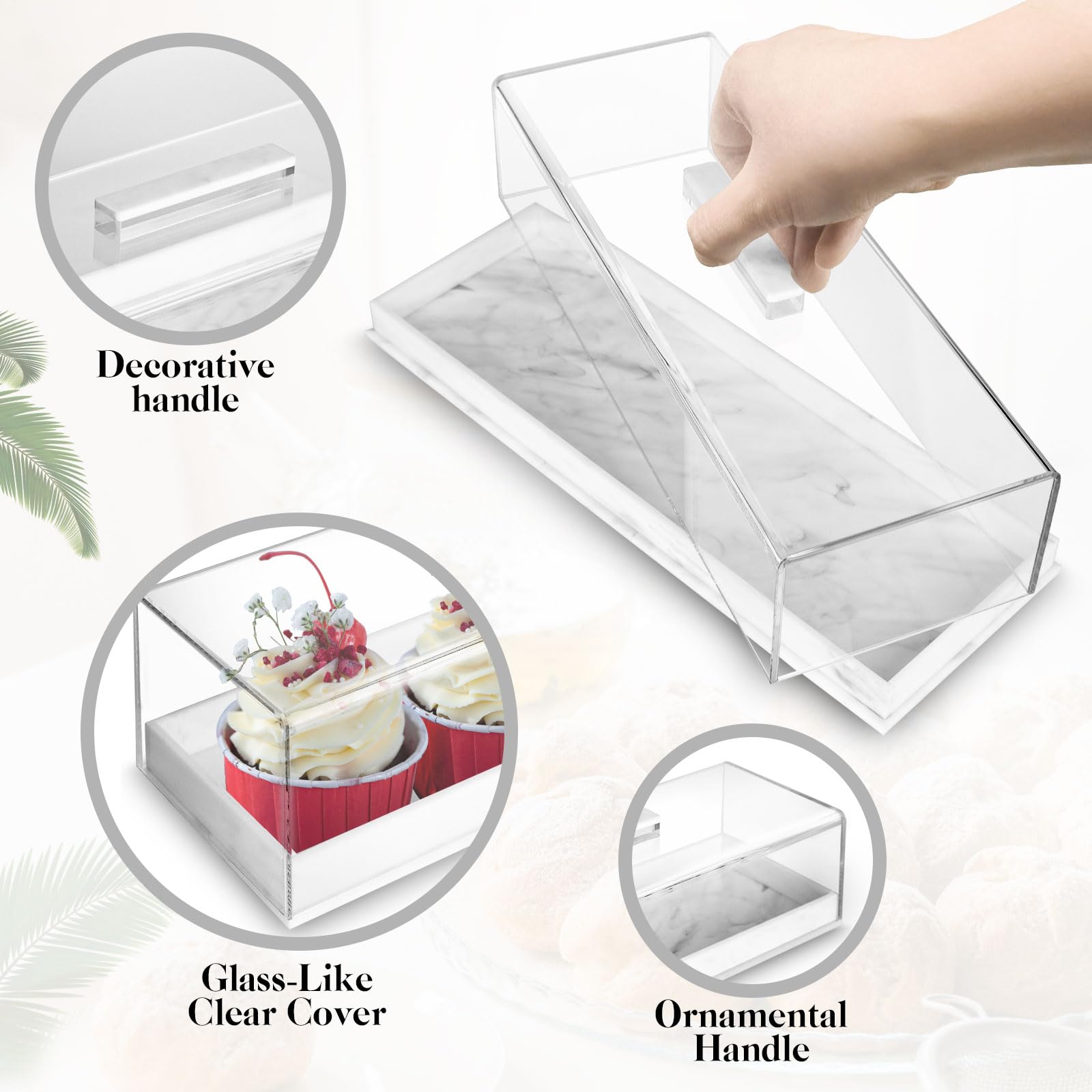 2PCS Acrylic Rectangular Cake Tray - Multifunctional Cake Stand with ...