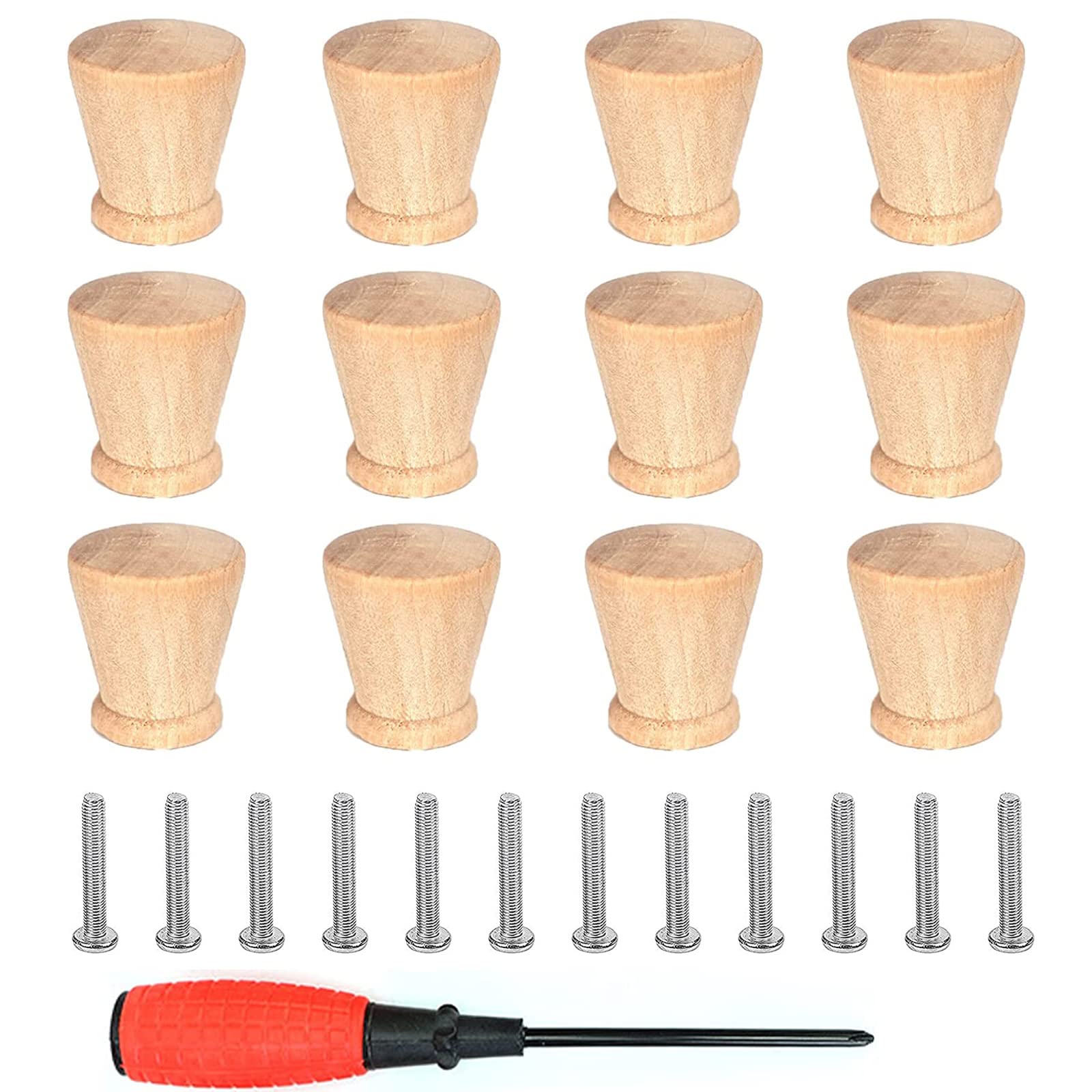 luckaide 12 pomelli per mobili in legno, pomelli rotondi in legno, con ...