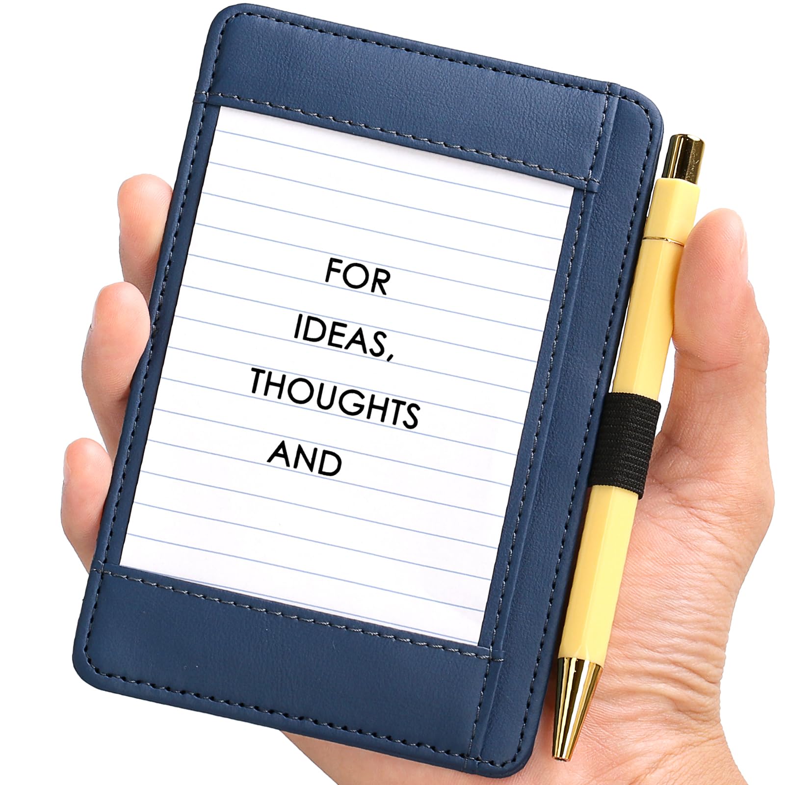 Amazon.com : Leather Index Card Holder Blue 3 x 5 PU Index Card Wallet ...