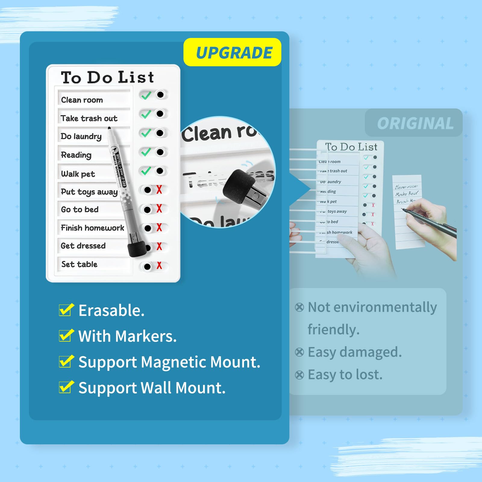 Snapklik.com : 2 Pcs Chore Chart For Kids Multiple Kids - Dry Erase To ...