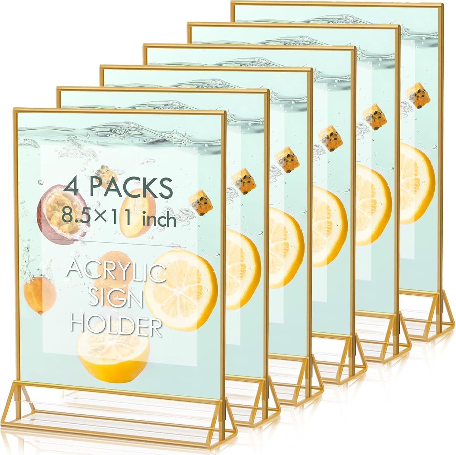 6 Pack 8.5 x 11 Gold Acrylic Sign Holder Gold Frames for Holding ...