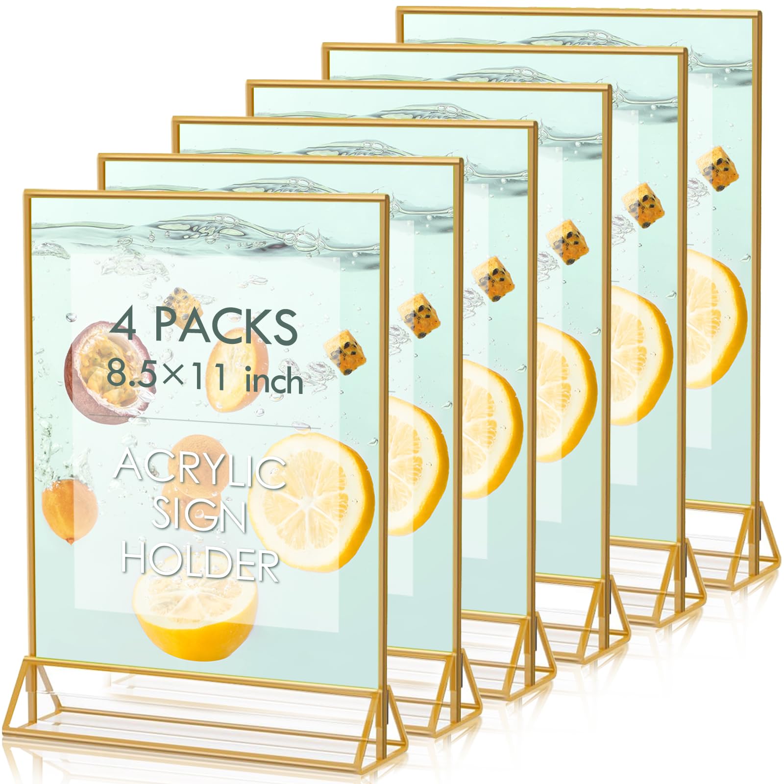 Snapklik.com : 6 Pack Acrylic Sign Holder 8.5x11 Gold Frames Clear Sign ...