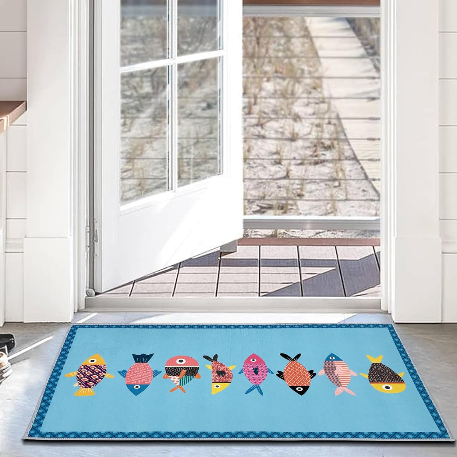 Amazon.com: Welcome Entrance Doormat Inside Outside Small Fish Door Mat ...
